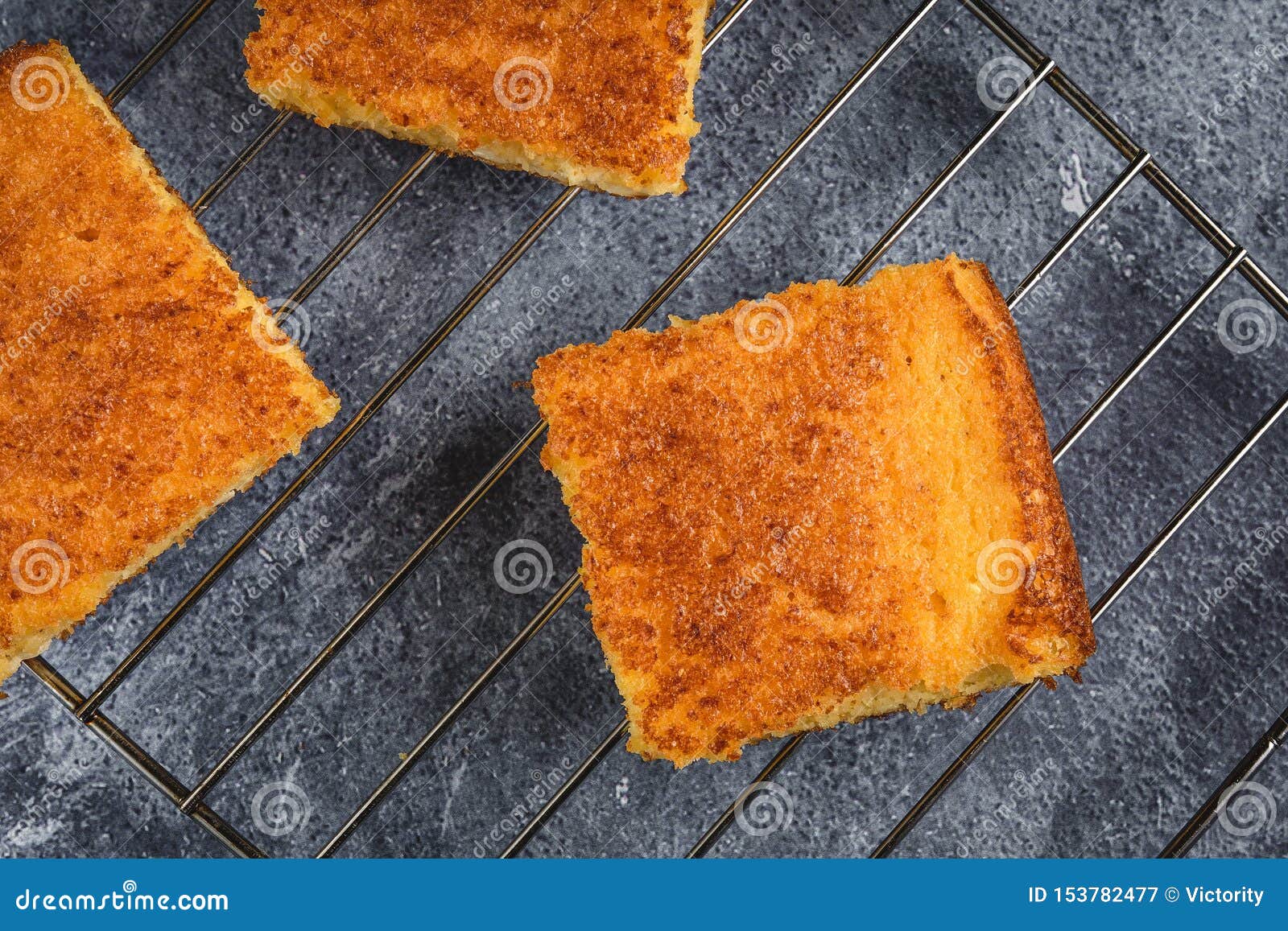 Corn Bread Squares Slices on Dark Rustic Background Stock Image - Image ...