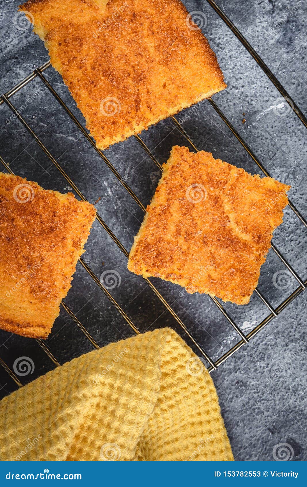 Corn Bread Squares Slices on Dark Rustic Background Stock Image - Image ...