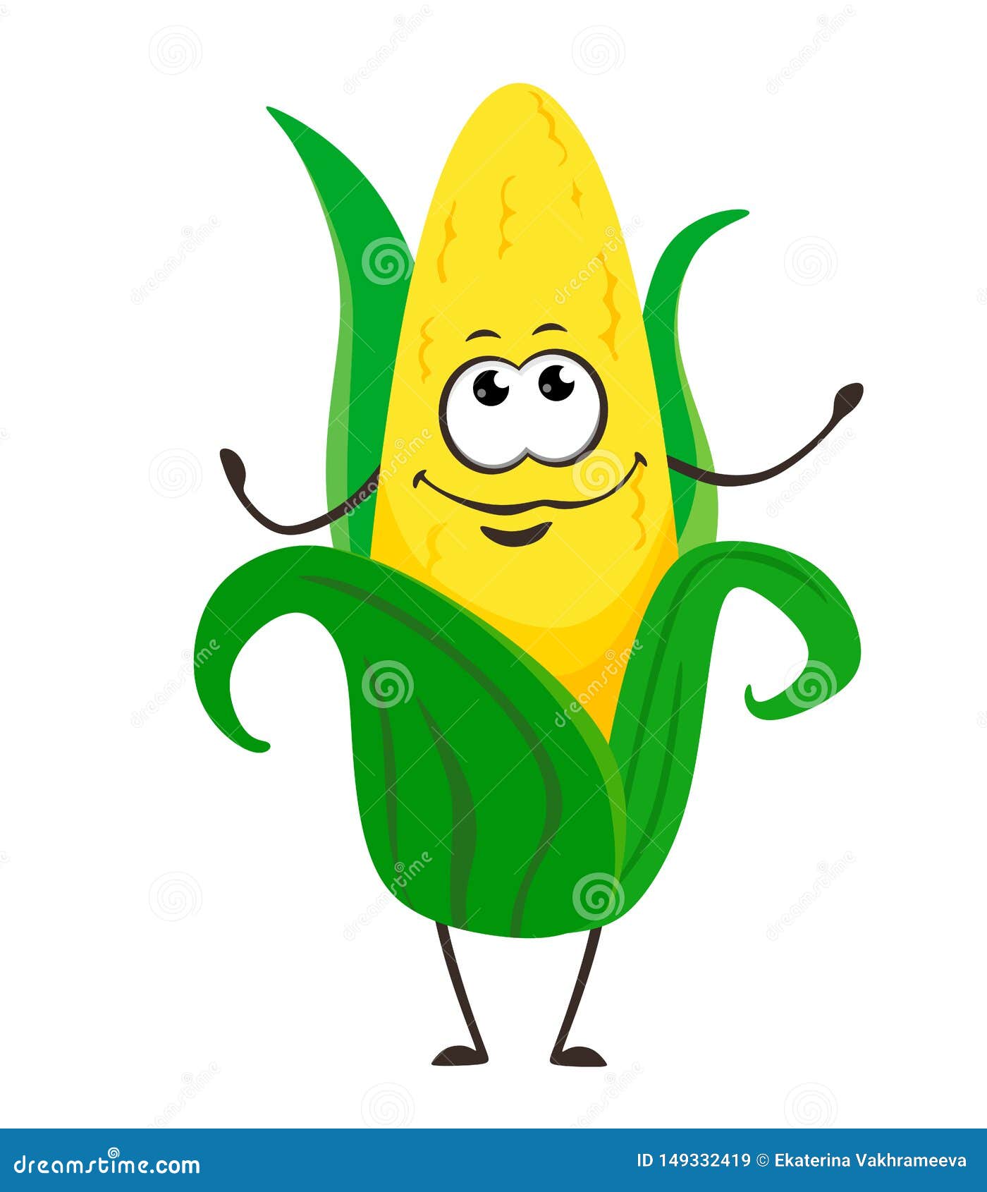 Corn. Cute Funny Corn in Cartoon Style. Vector Isolate on White ...