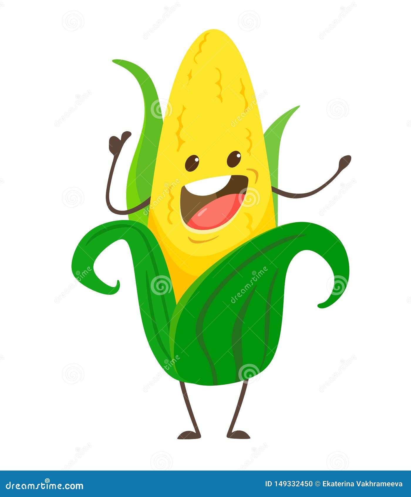 Corn. Cute Funny Corn in Cartoon Style. Vector Isolate on White ...