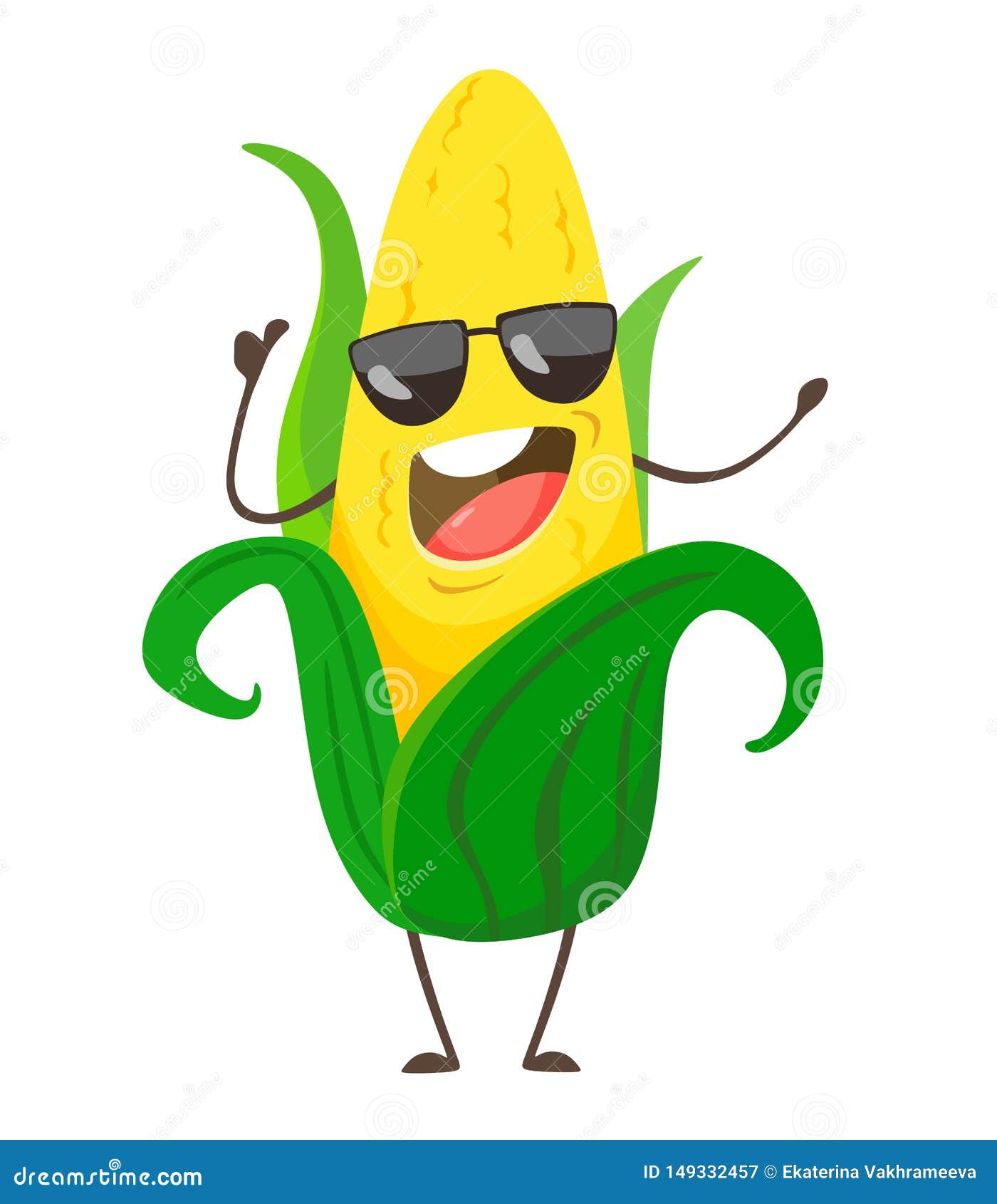 Corn Cute Anime Humanized Smiling Cartoon Vegetable Food Character ...