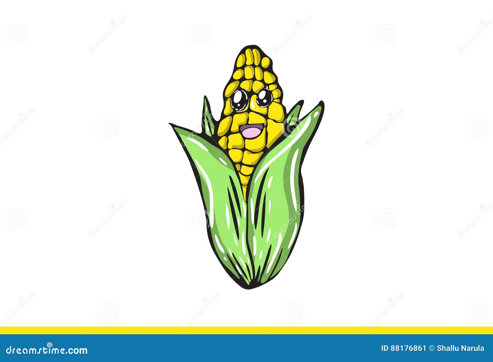 Corn Cartoon on White Background Stock Illustration - Illustration of ...