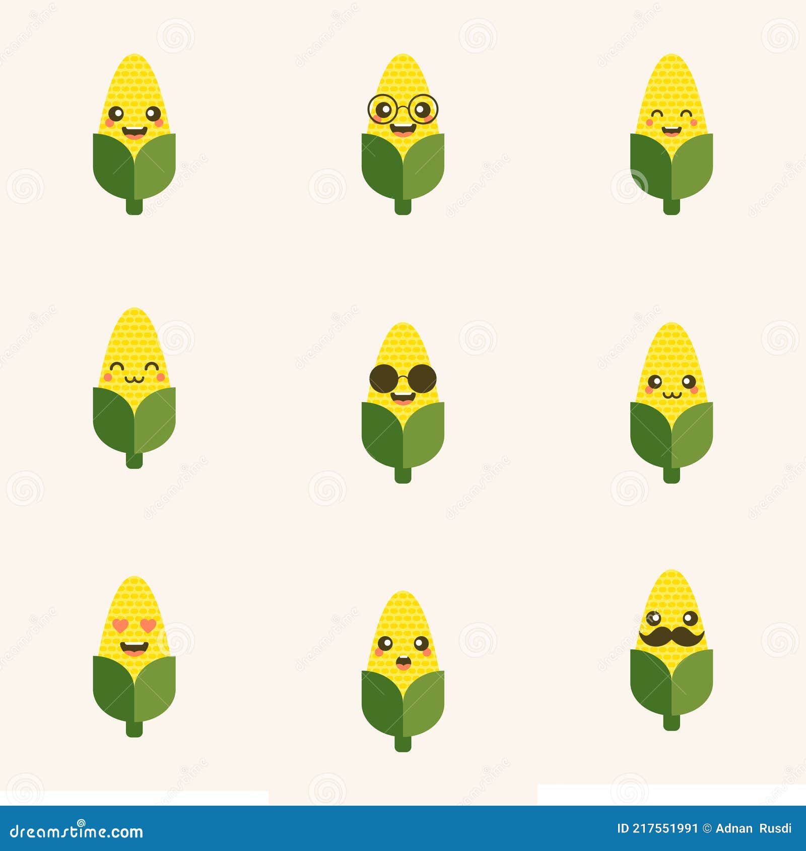 Corn Character Flat Design Vector Illustration . Cute Funny Corn in ...