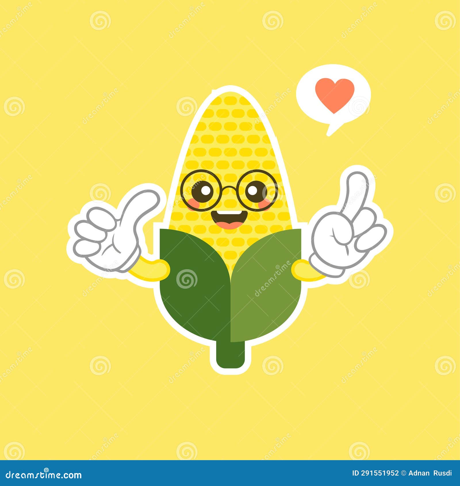 Corn Character Flat Design Vector Illustration . Cute Funny Corn in ...