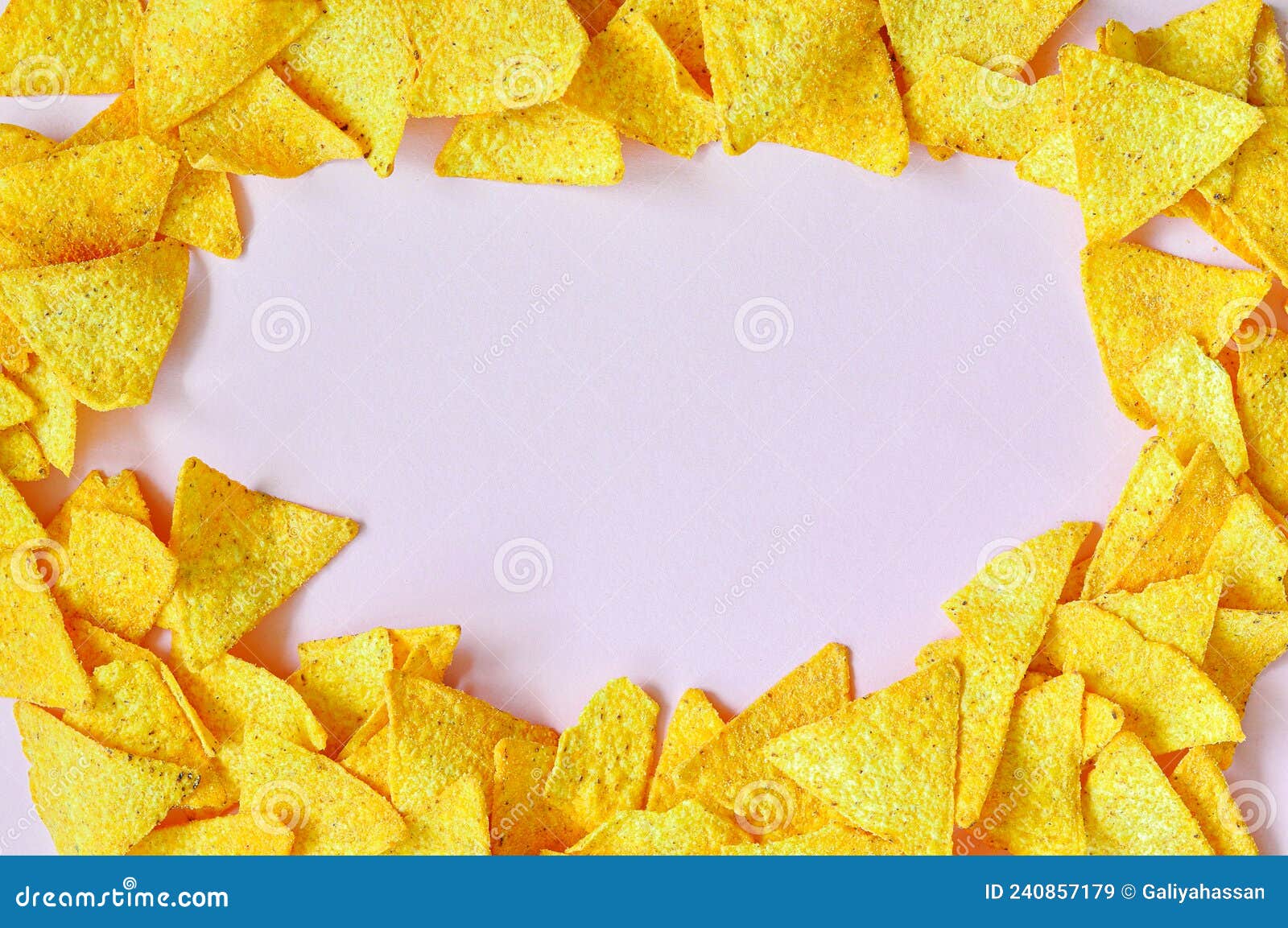 Corn Chips on a Pink Background. Copy Space Stock Image - Image of ...