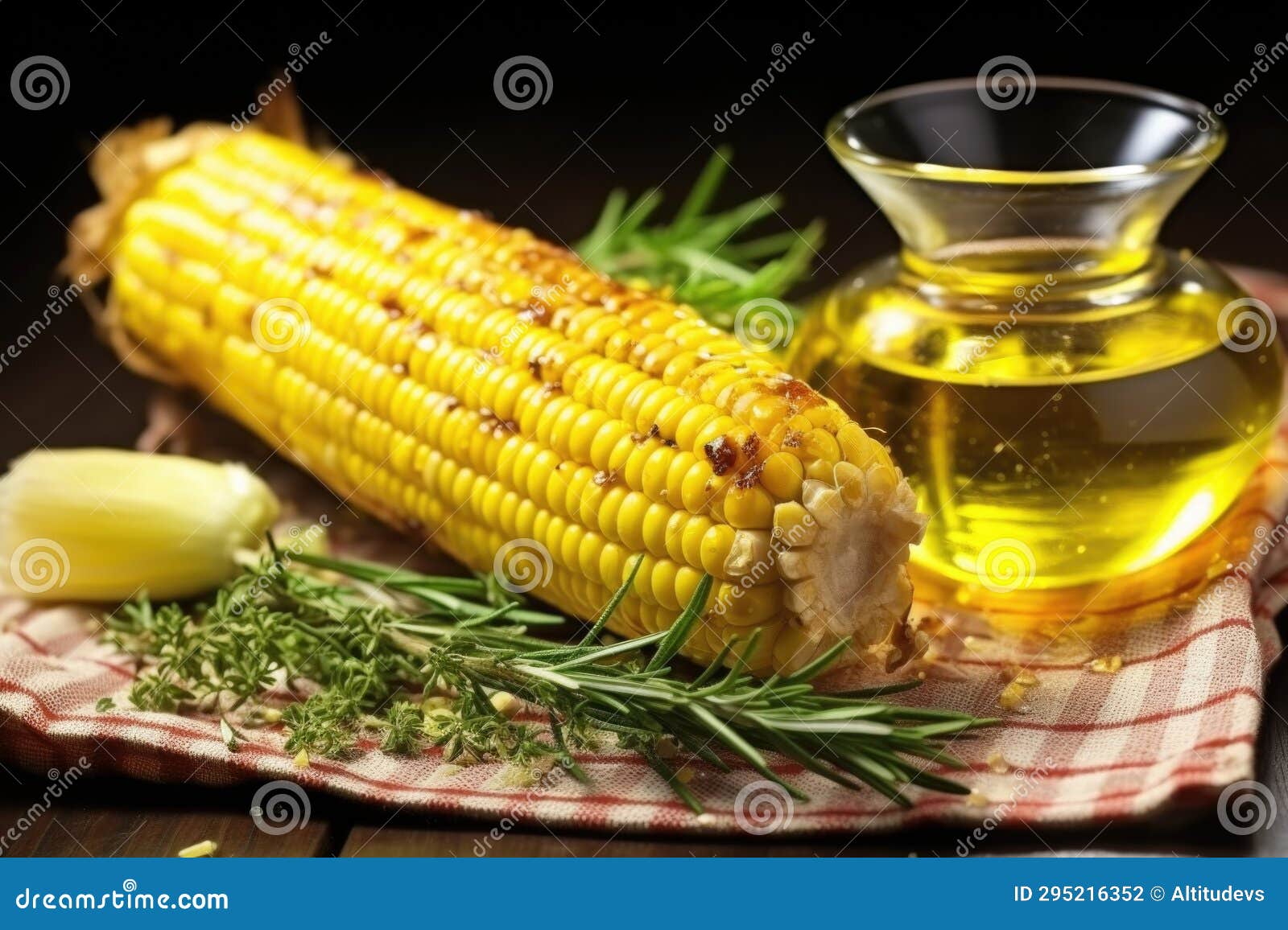 Corn on the Cob with Charred Kernels and Brushed with Olive Oil Stock ...