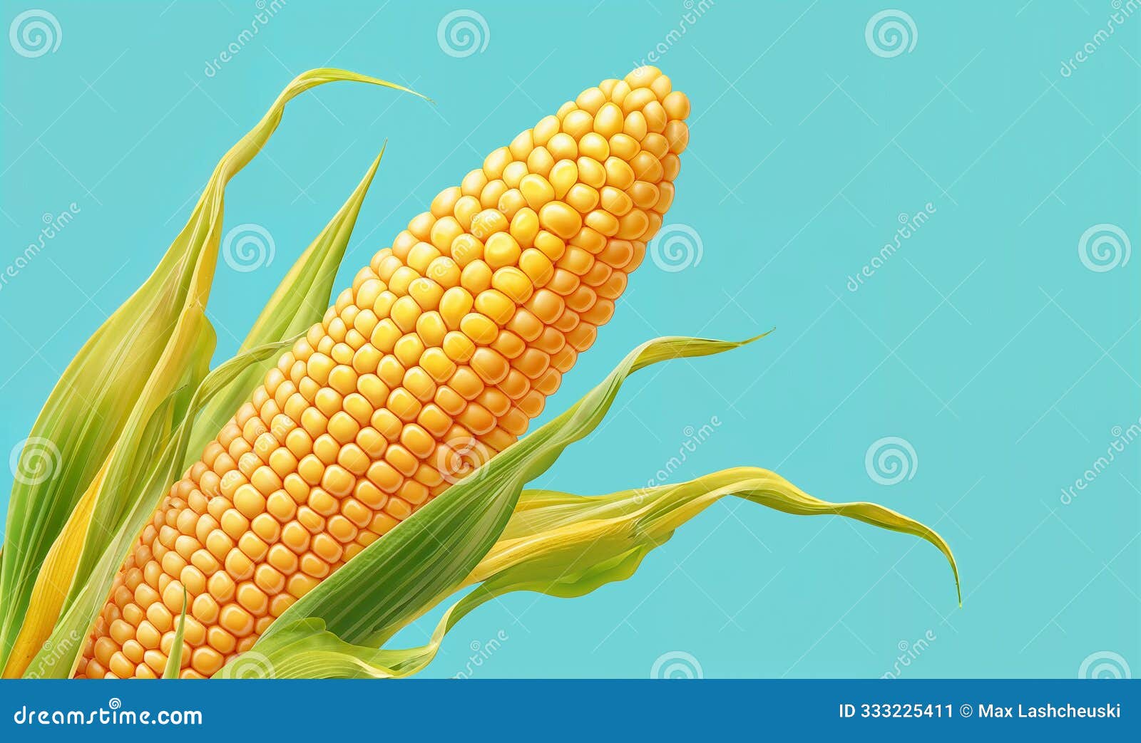 Corn Cob Close Up, Isolated on Blue Background with Copy Space Stock ...