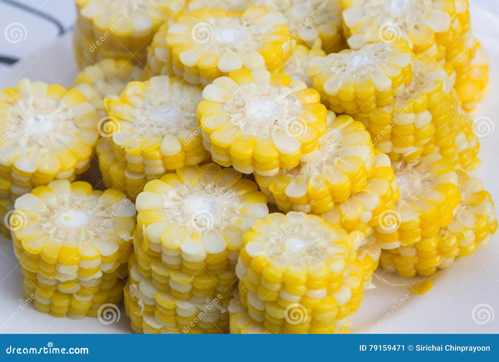 Corn on the Cob Cutaway Slice on White Dish Stock Image - Image of ...