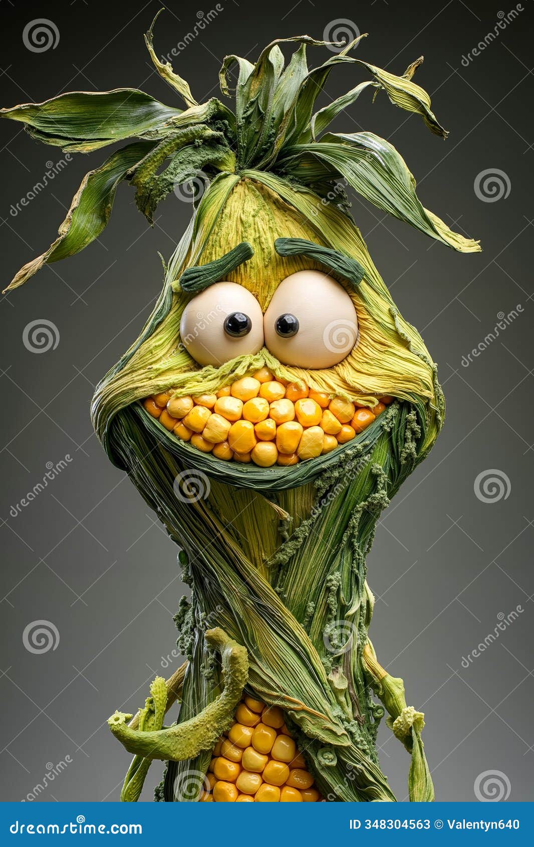 A Corn Cob with a Face Made Out of Corn Kernels Stock Image - Image of ...