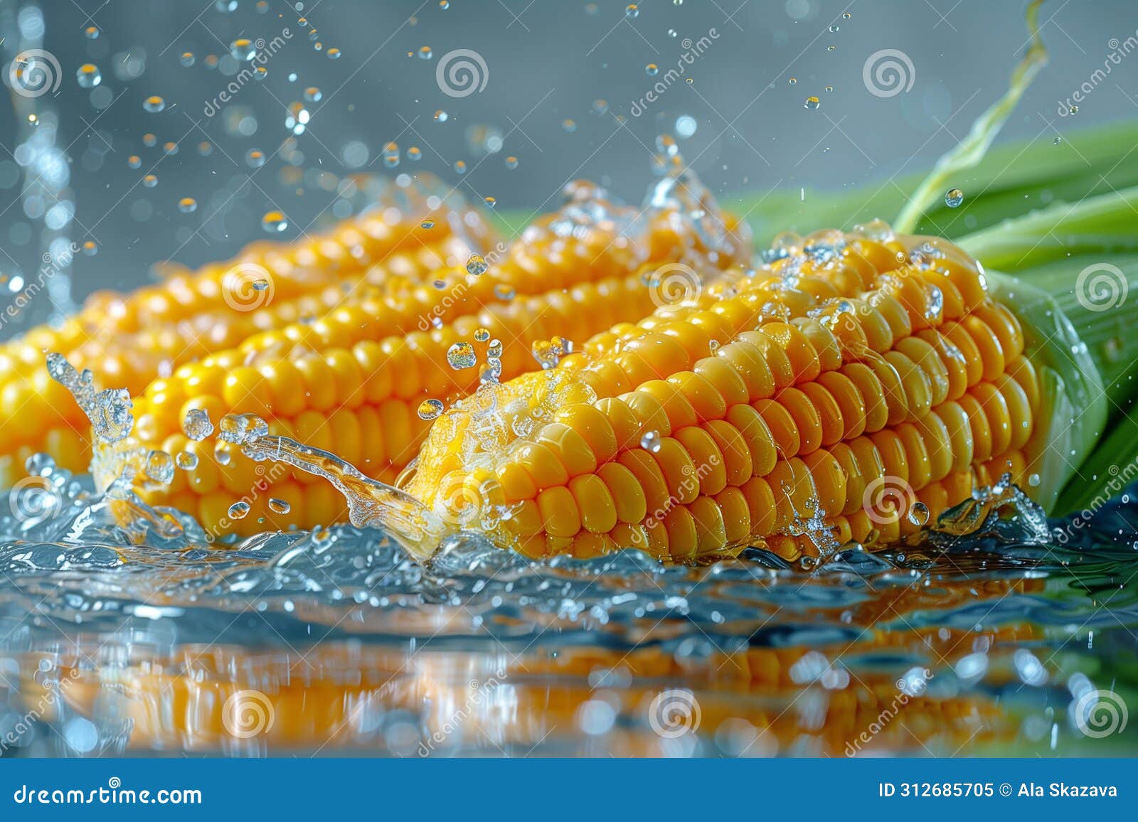 Corn on the Cob Falling into Water Stock Illustration - Illustration of ...