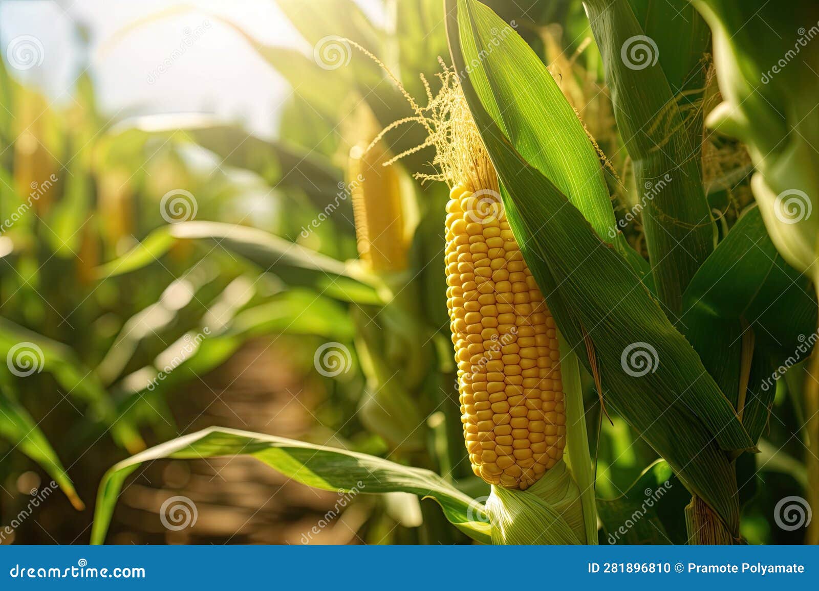 Corn Cob in Corn Field. Generative Ai Stock Illustration - Illustration ...