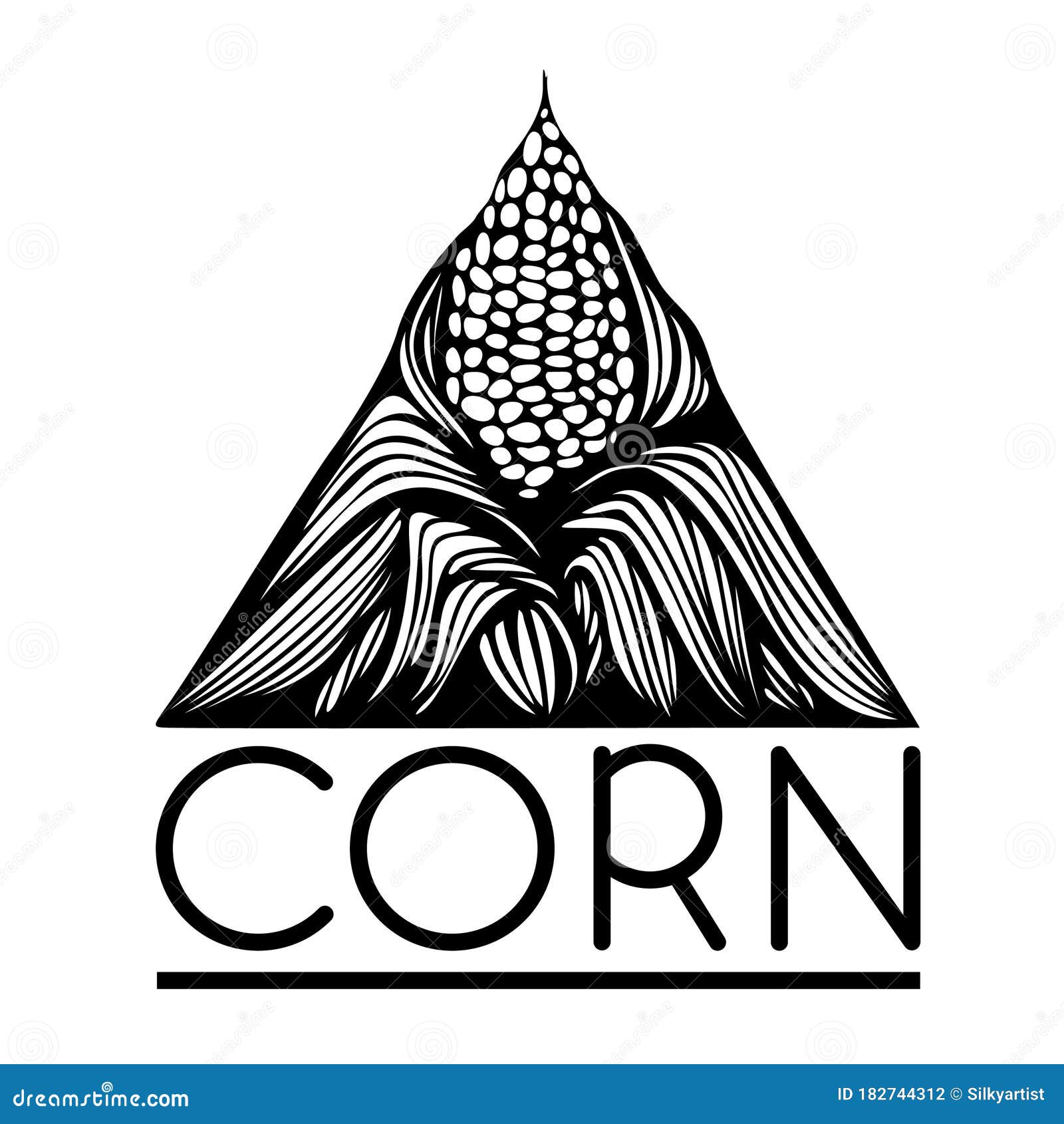 Corn Cob Graphic Illustration - Hand Drawn with Black Ink and ...