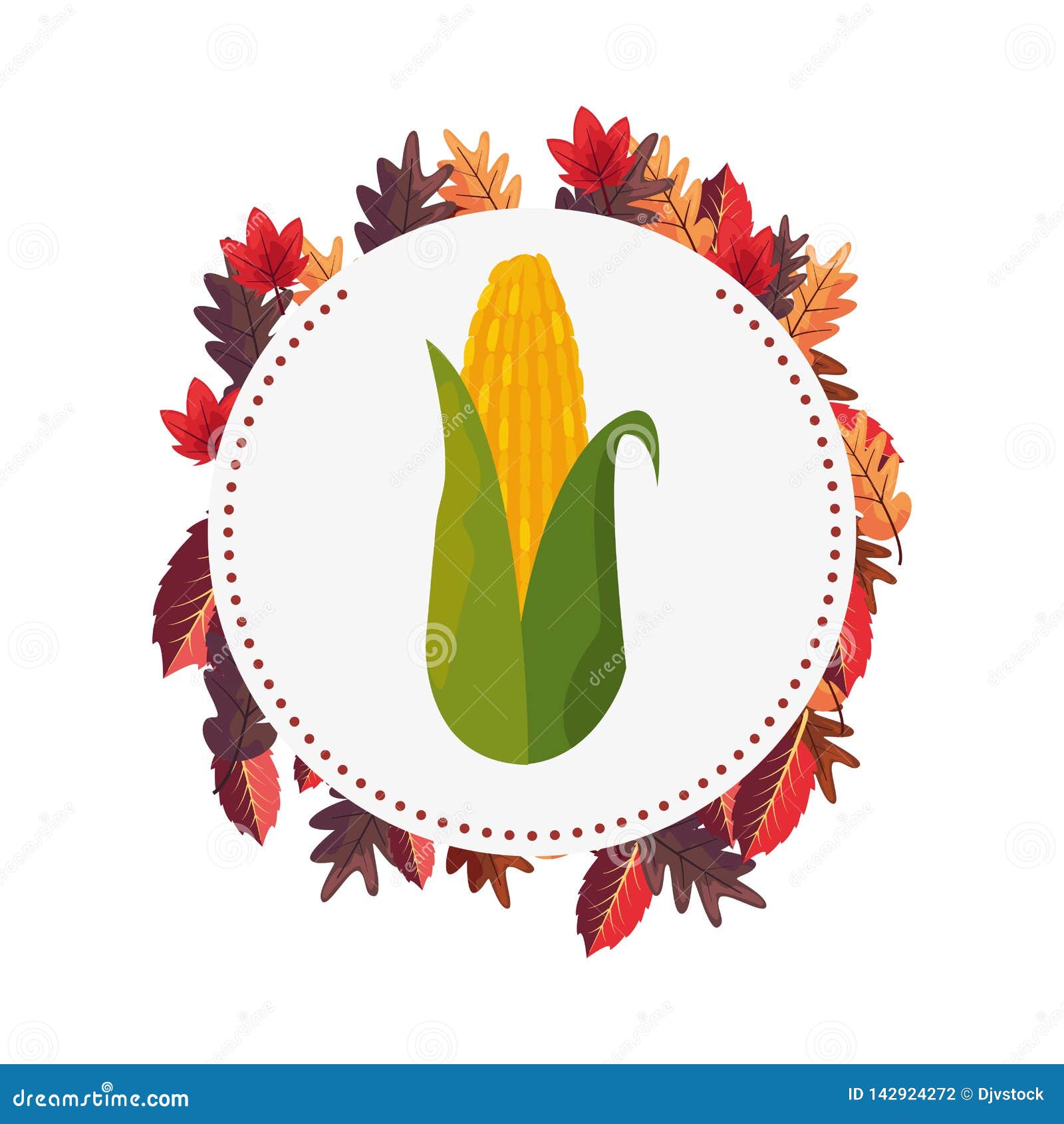 Corn Cob Leaves Label Sticker Stock Illustration - Illustration of ...