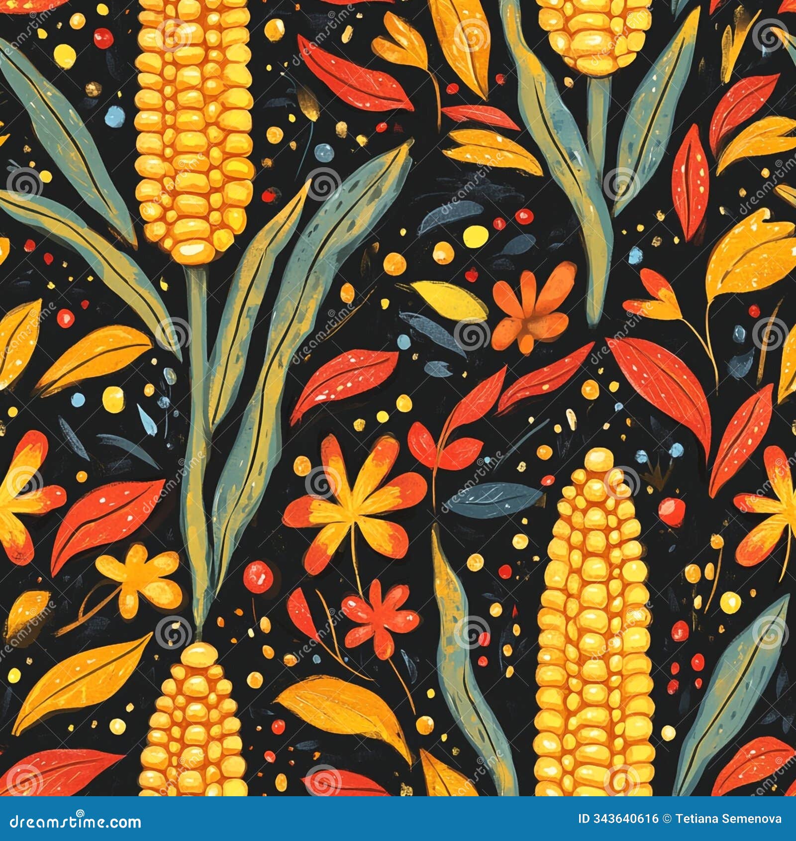 Corn Cob Maize Seamless Pattern. Background for Kwanzaa or Thanksgiving ...