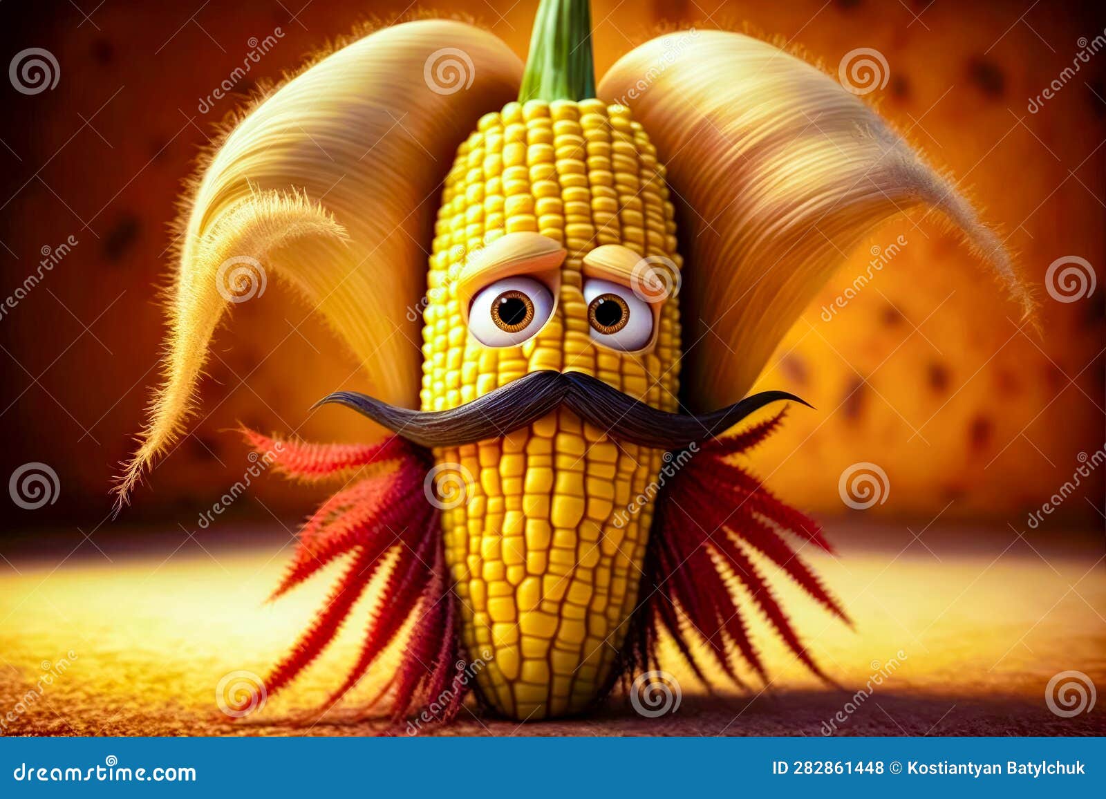 Corn Cob with Mustache and Mustache on it S Head. Generative AI Stock ...