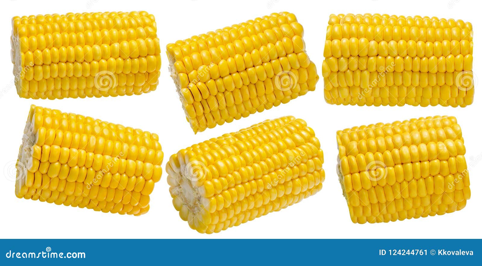 Corn Cob Pieces Set Isolated on White Background Stock Image - Image of ...