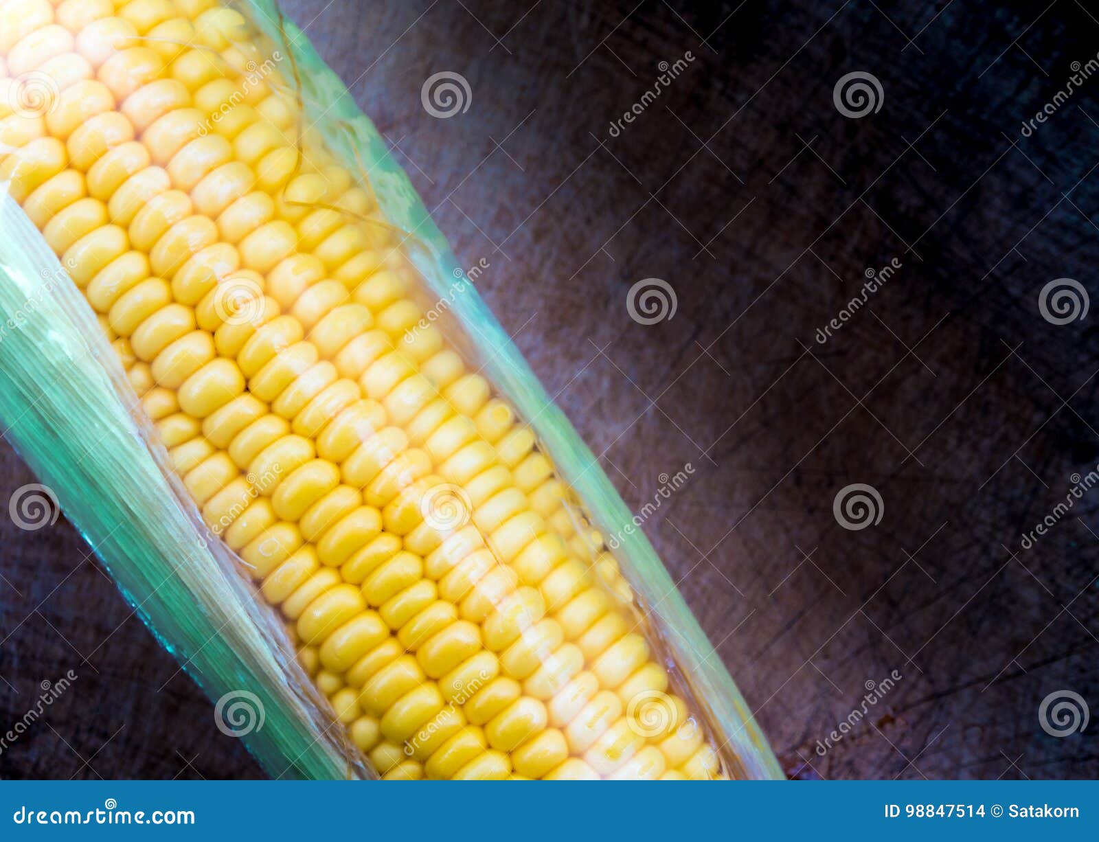 Corn Cob in Plastic Wrap Package Stock Photo - Image of sweetcorn ...