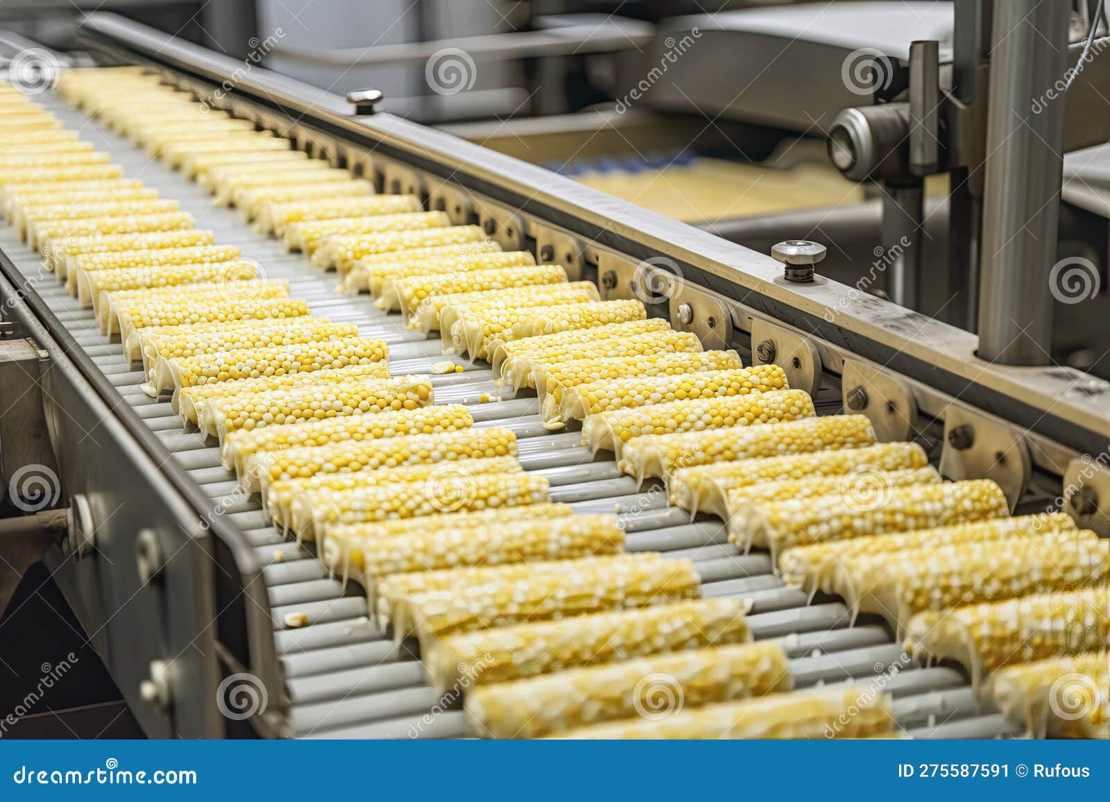 Corn Cob on Production Line in a Food Industry Stock Illustration ...