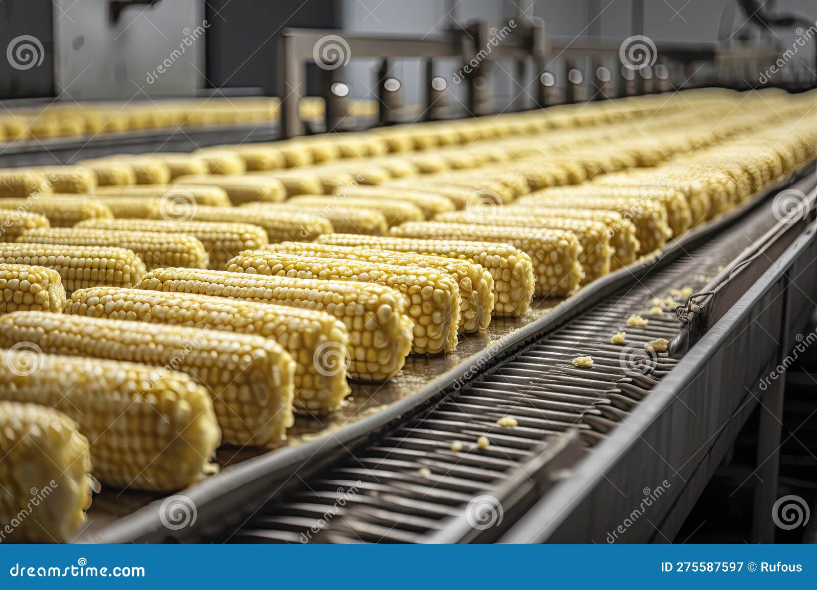 Corn Cob on Production Line in a Food Industry Stock Illustration ...