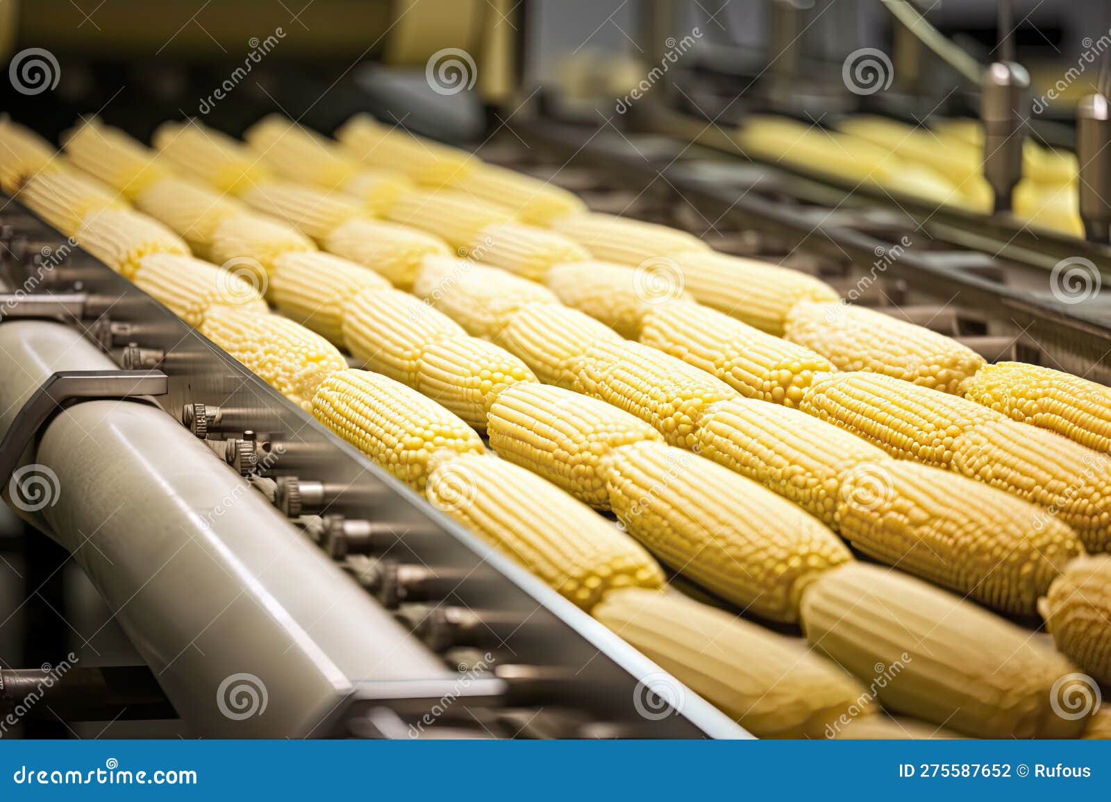 Corn Cob on Production Line in a Food Industry Stock Illustration ...