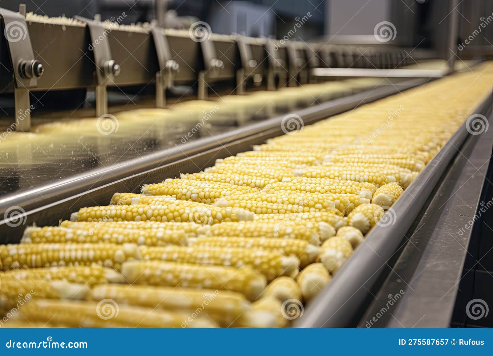 Corn Cob on Production Line in a Food Industry Stock Illustration ...