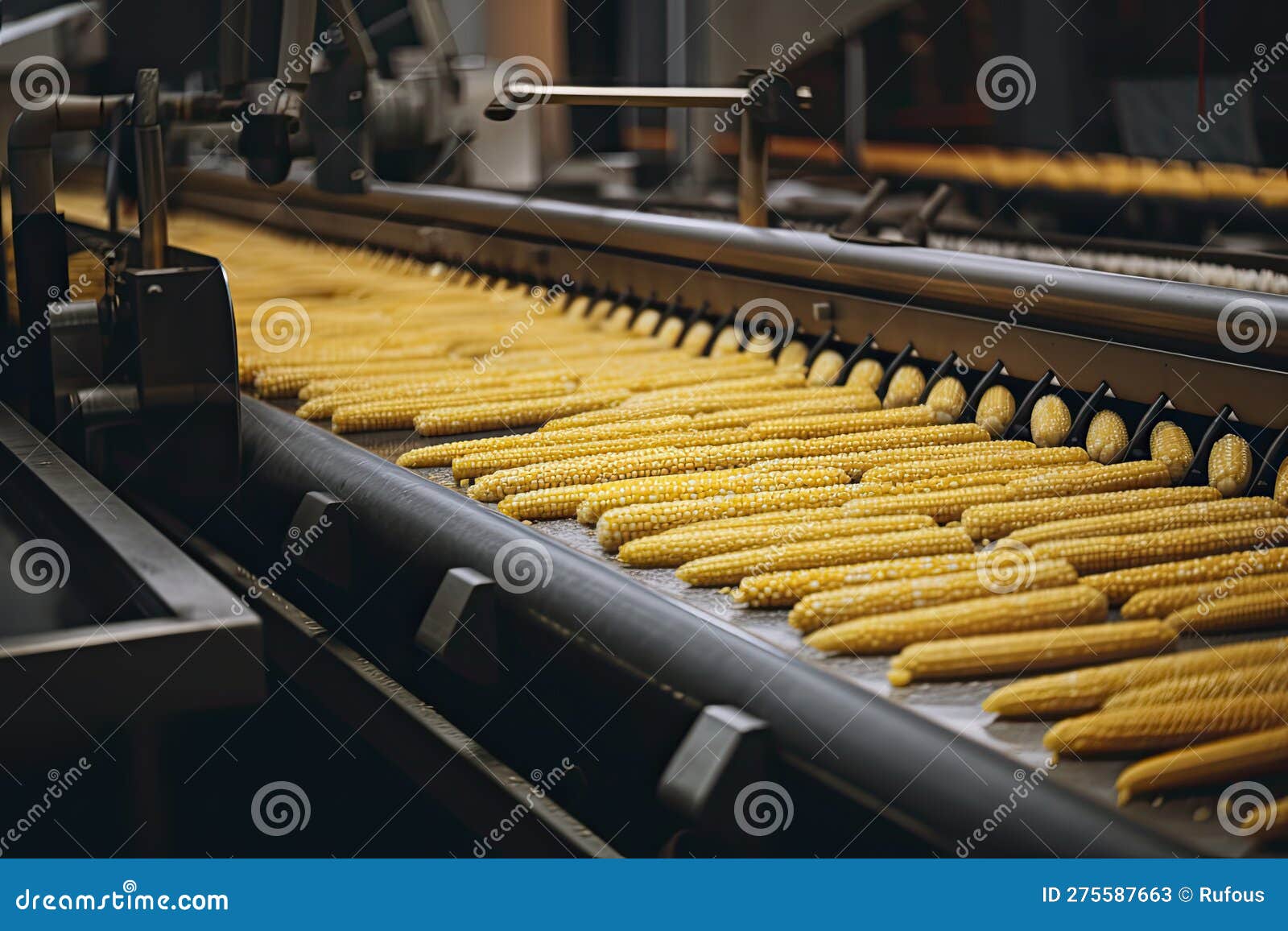 Corn Cob on Production Line in a Food Industry Stock Illustration ...