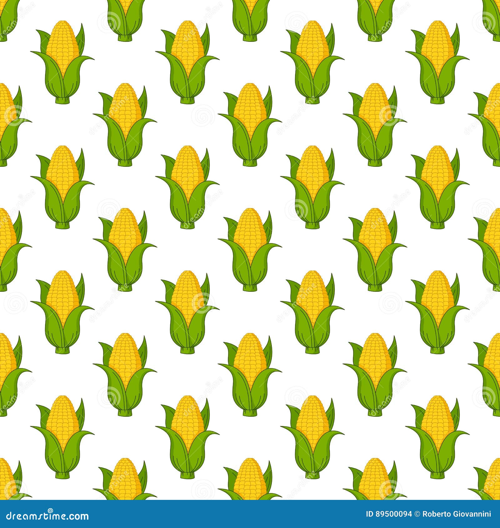 Corn Cob Seamless Pattern on White Stock Vector - Illustration of ...