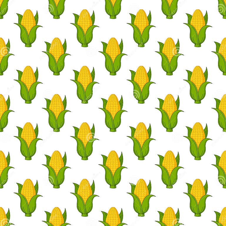 Corn Cob Seamless Pattern on White Stock Vector - Illustration of ...