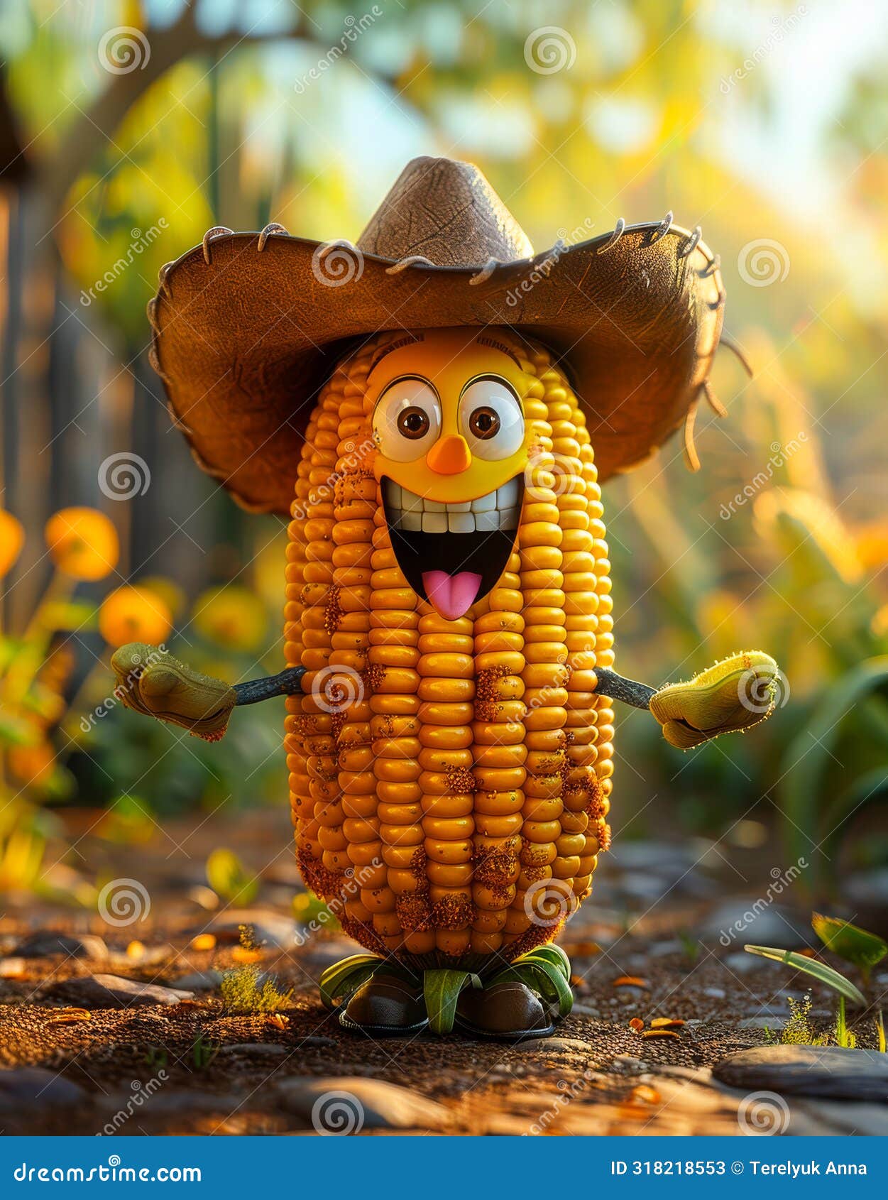 Corn Cob is Wearing Cowboy Hat and Big Smile Stock Image - Image of ...