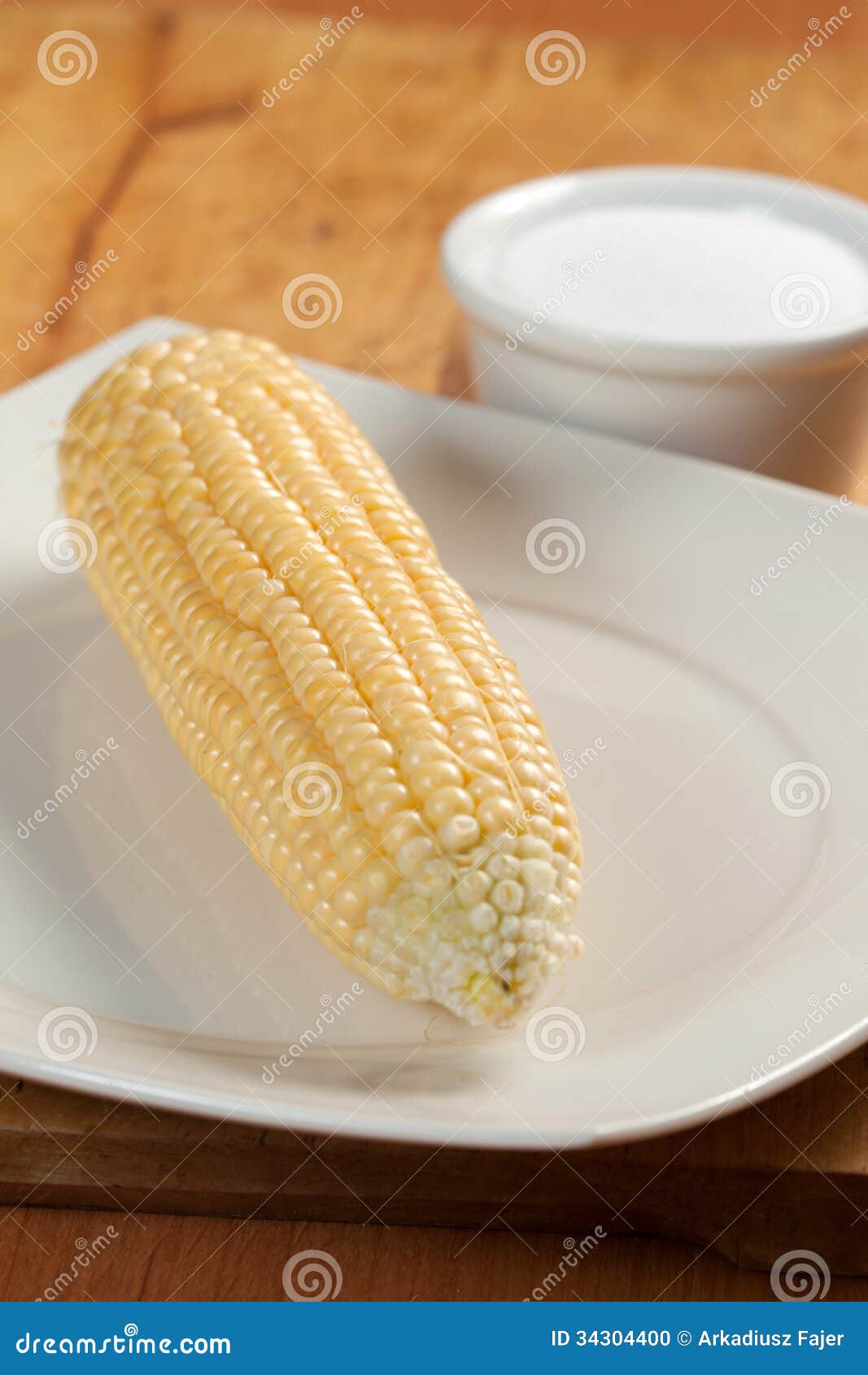 Corn on the cob stock photo. Image of white, grain, plate - 34304400