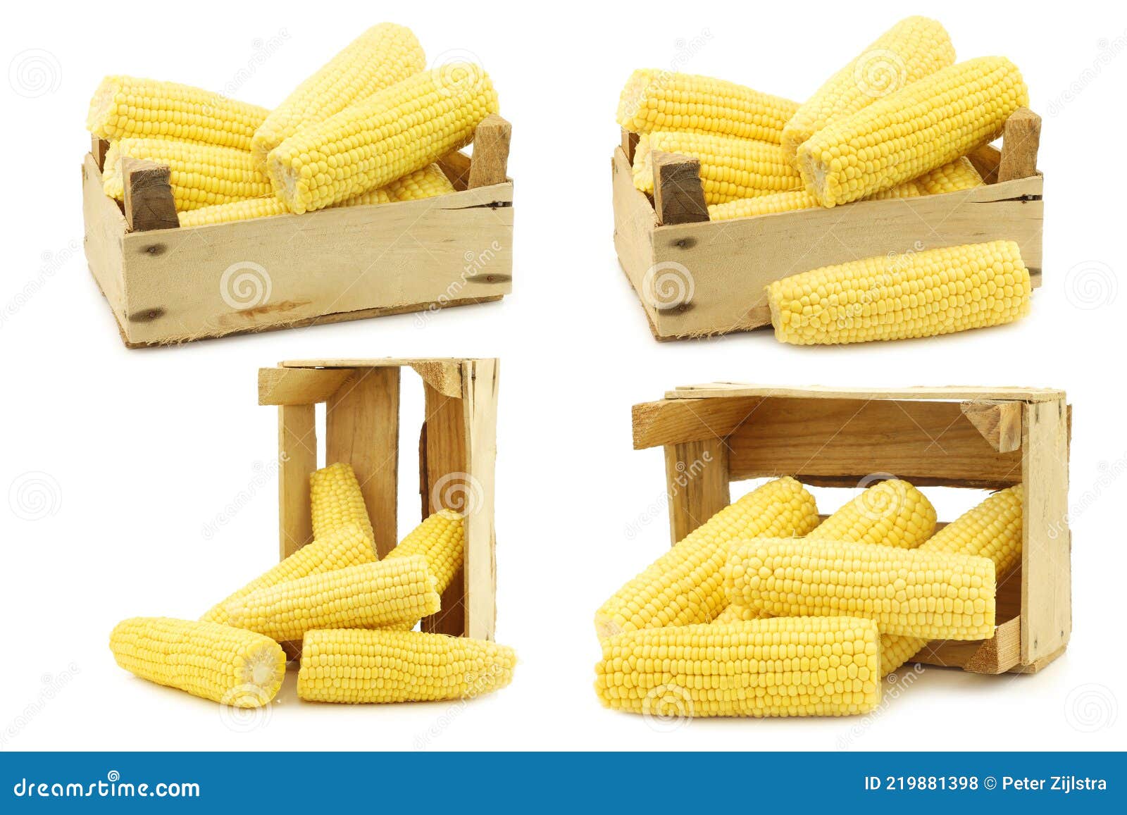 Corn on the Cob in a Wooden Crate Stock Photo - Image of packaging ...