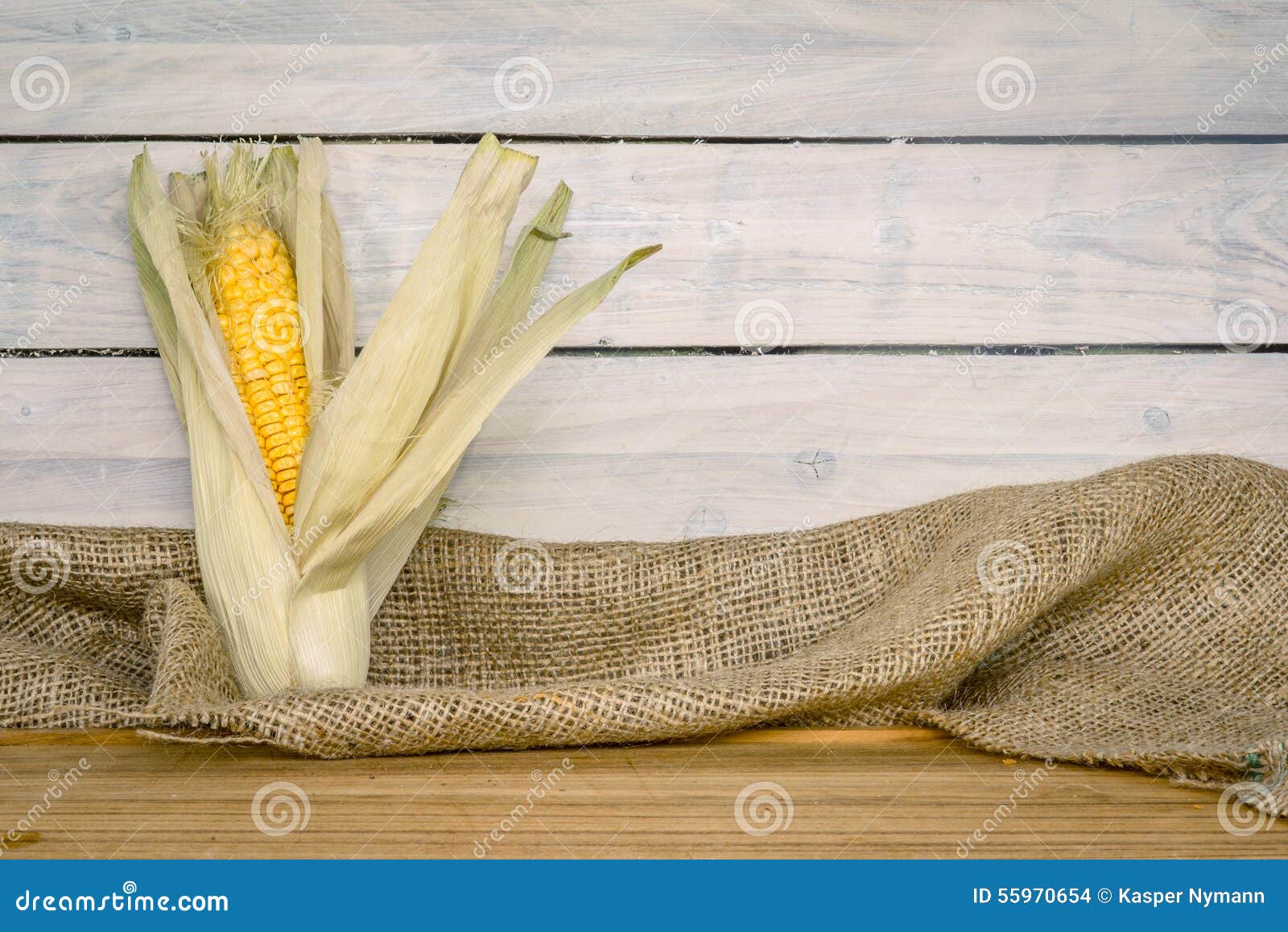 Corn cob on a wooden table stock photo. Image of fruit - 55970654