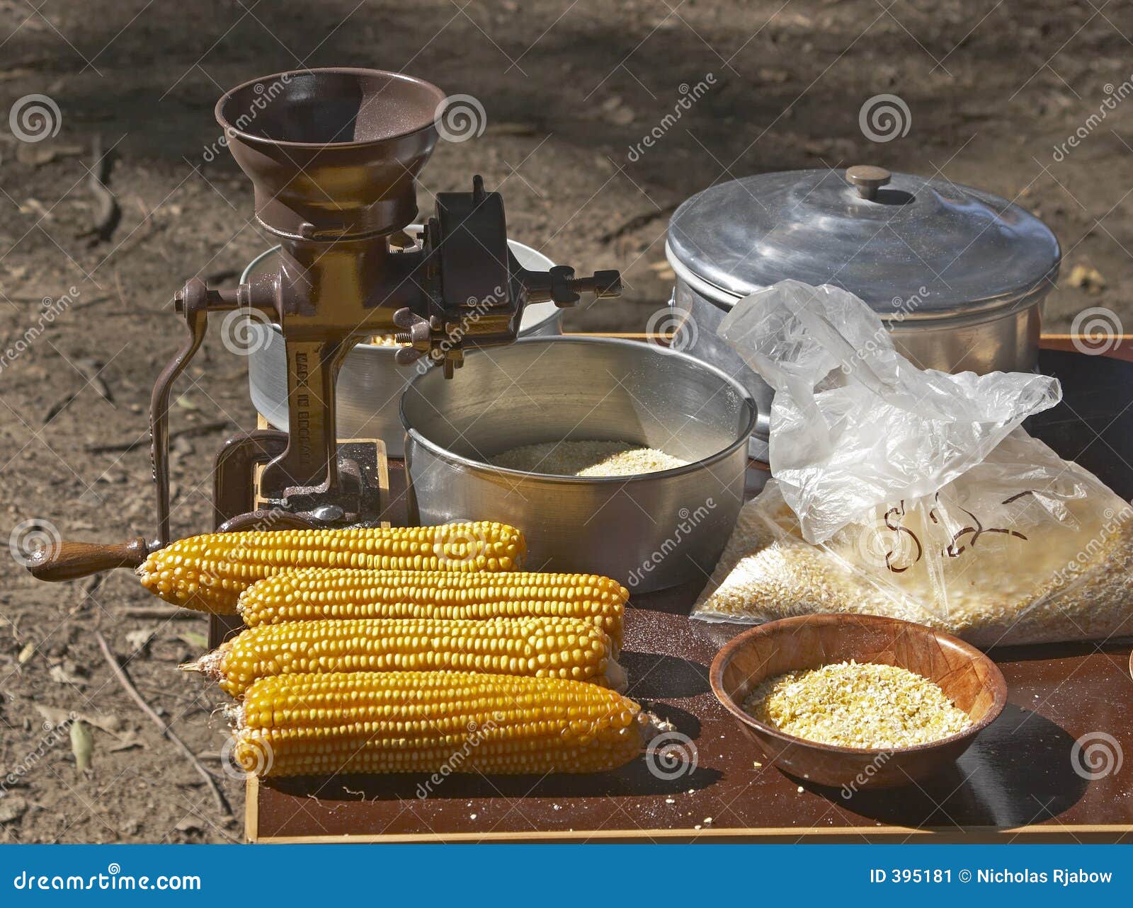 Corn Cobs and Grinder stock image. Image of corn, bowls - 395181