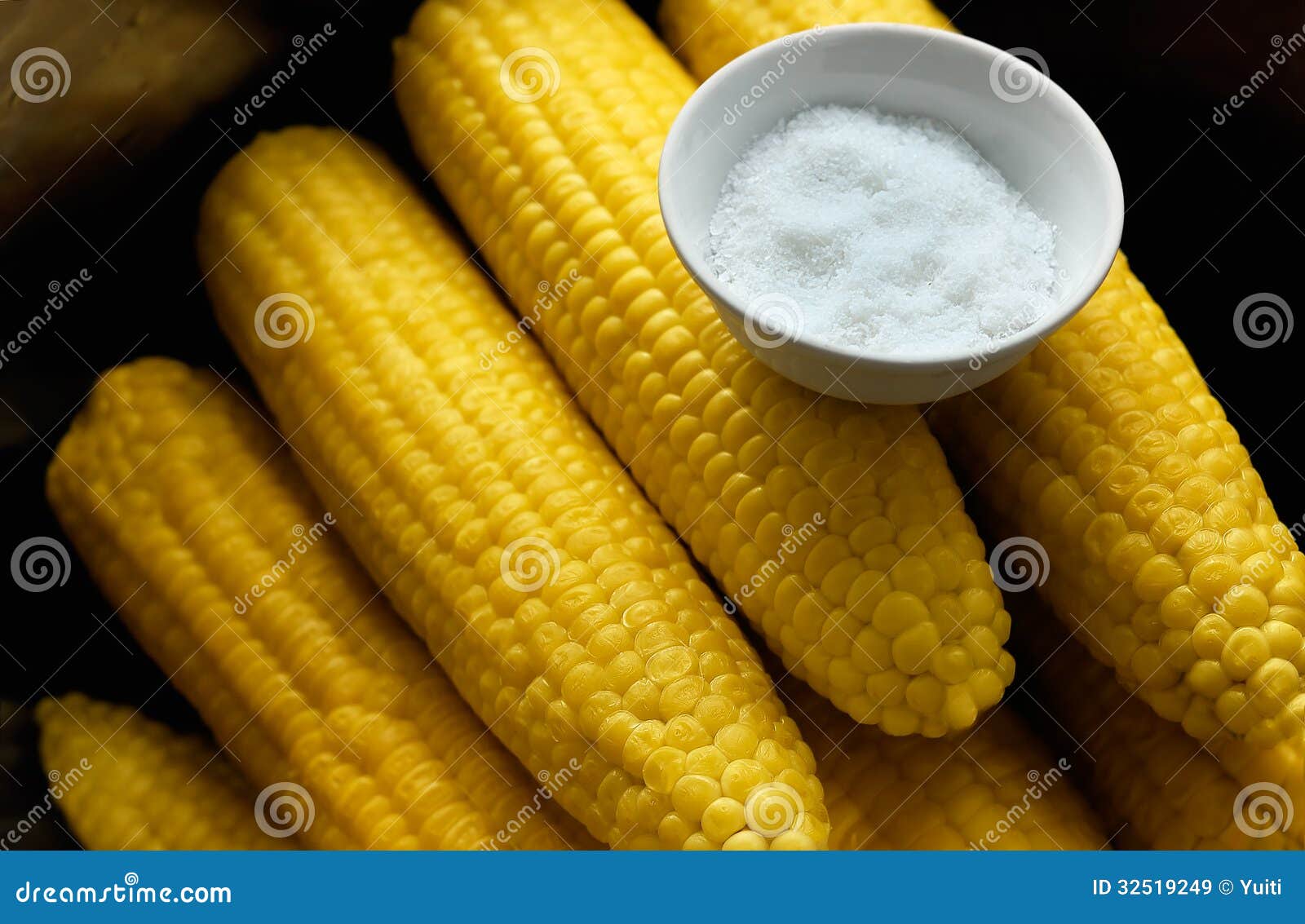 Corn cobs with salt stock image. Image of black, diet - 32519249