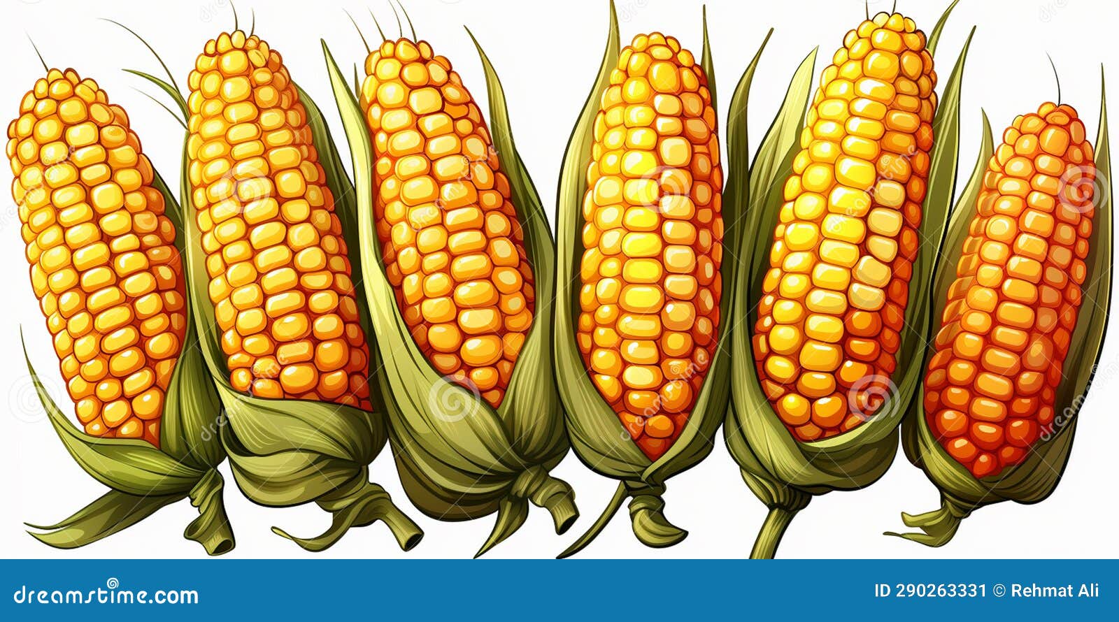 Corn Cobs Vector Cartoon on White Background Stock Image - Image of ...