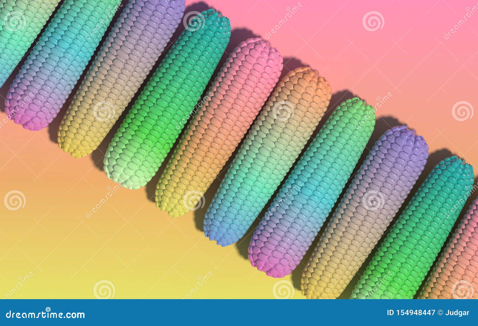 Corn Cobs in Vibrant Bold Gradient Holographic Neon Colors. Creative ...