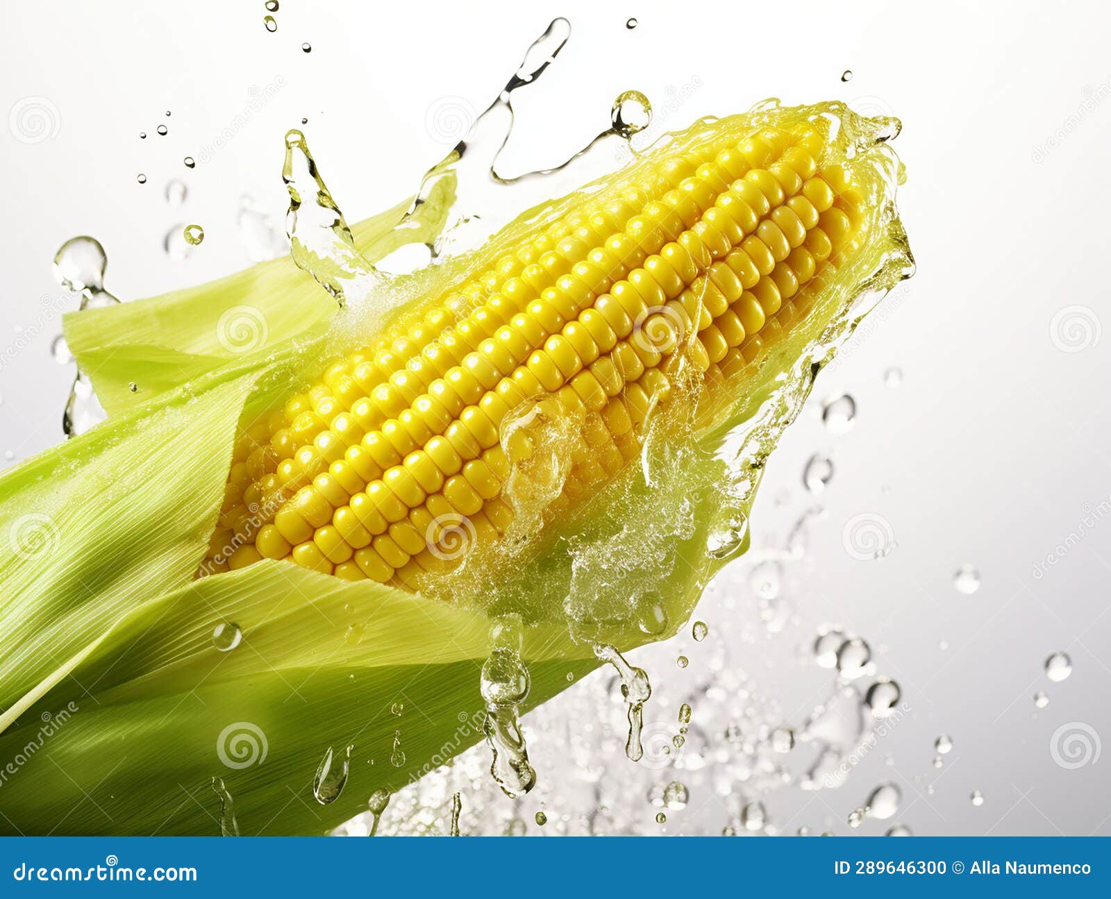 Corn Cobs and Water Splash Background, Close-up View Stock Illustration ...