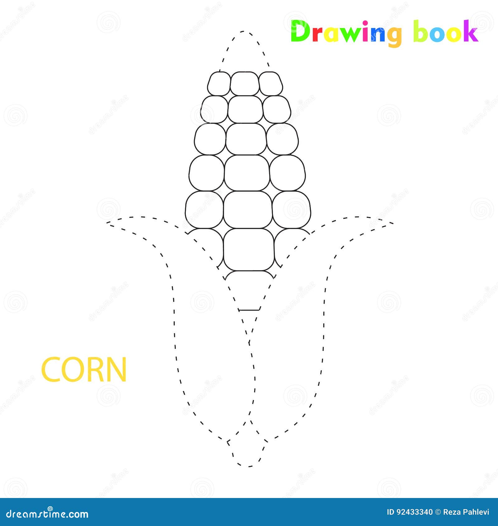 Corn Coloring and Drawing Book Vegetable Design Illustration Stock ...