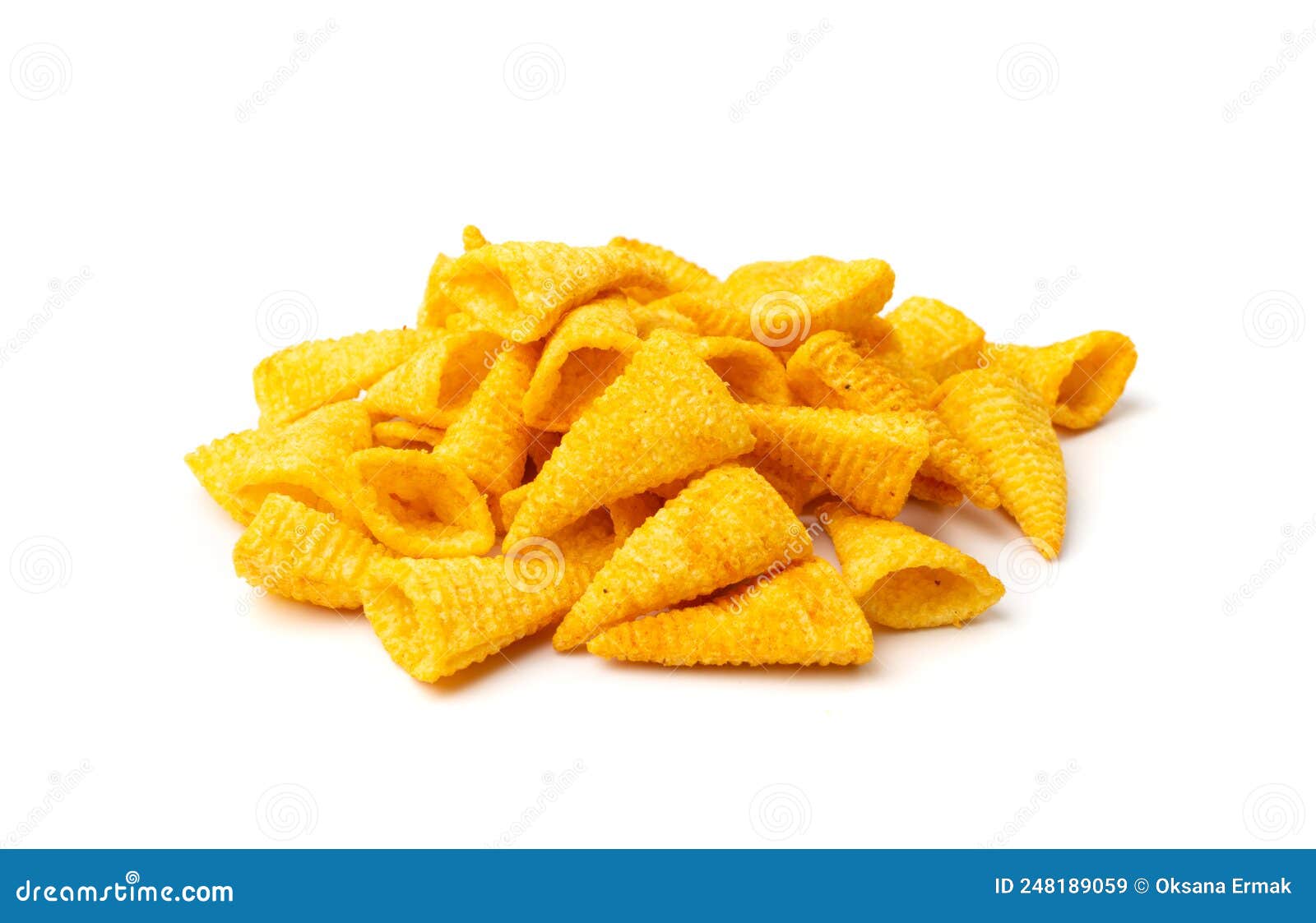 Corn Cone Isolated, Puffs with Spices Stock Image - Image of corn ...