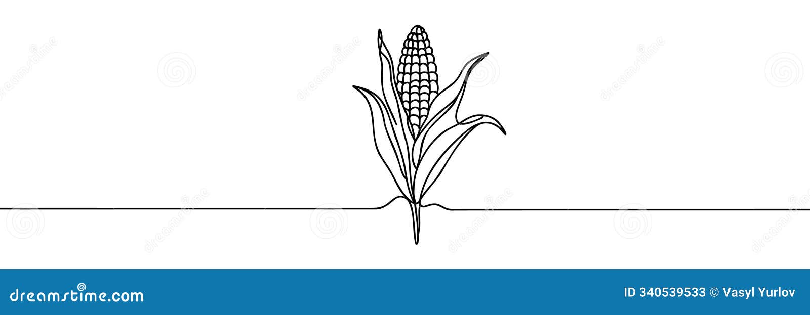 Corn Continuous One Line Drawing, Single Line Art Element, Minimalist ...