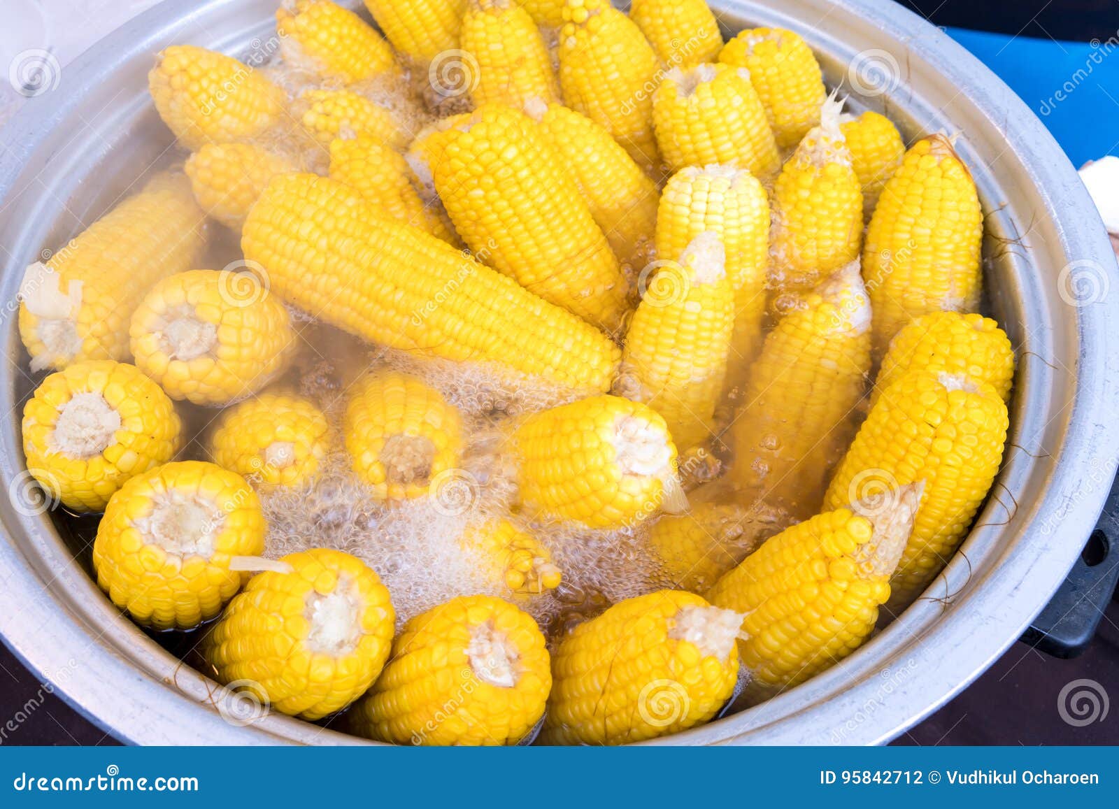 Corn Cops Boiling in Hot Water Stock Photo - Image of close, culture ...