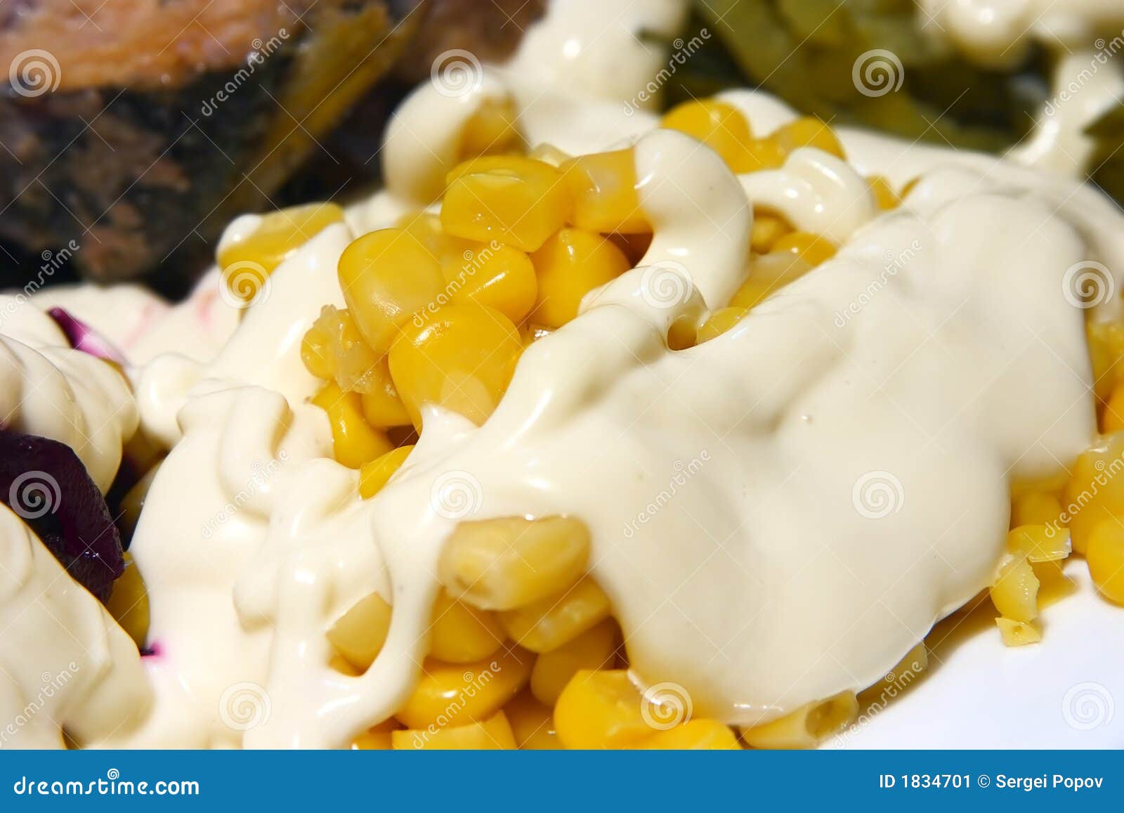 Corn, covered mayonnaise stock image. Image of delicious - 1834701