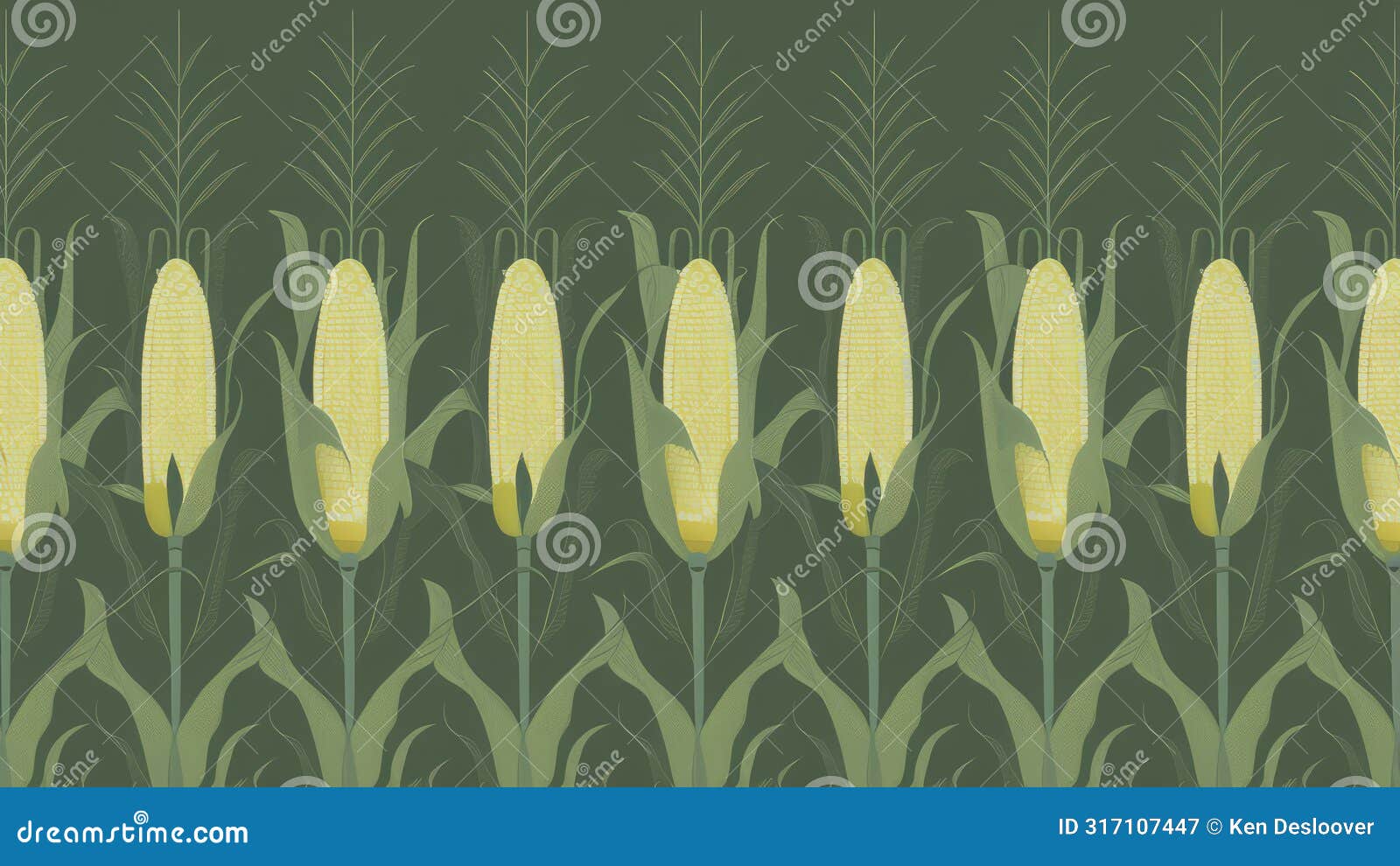 Corn Crop Pattern on Green Background Stock Image - Image of design ...