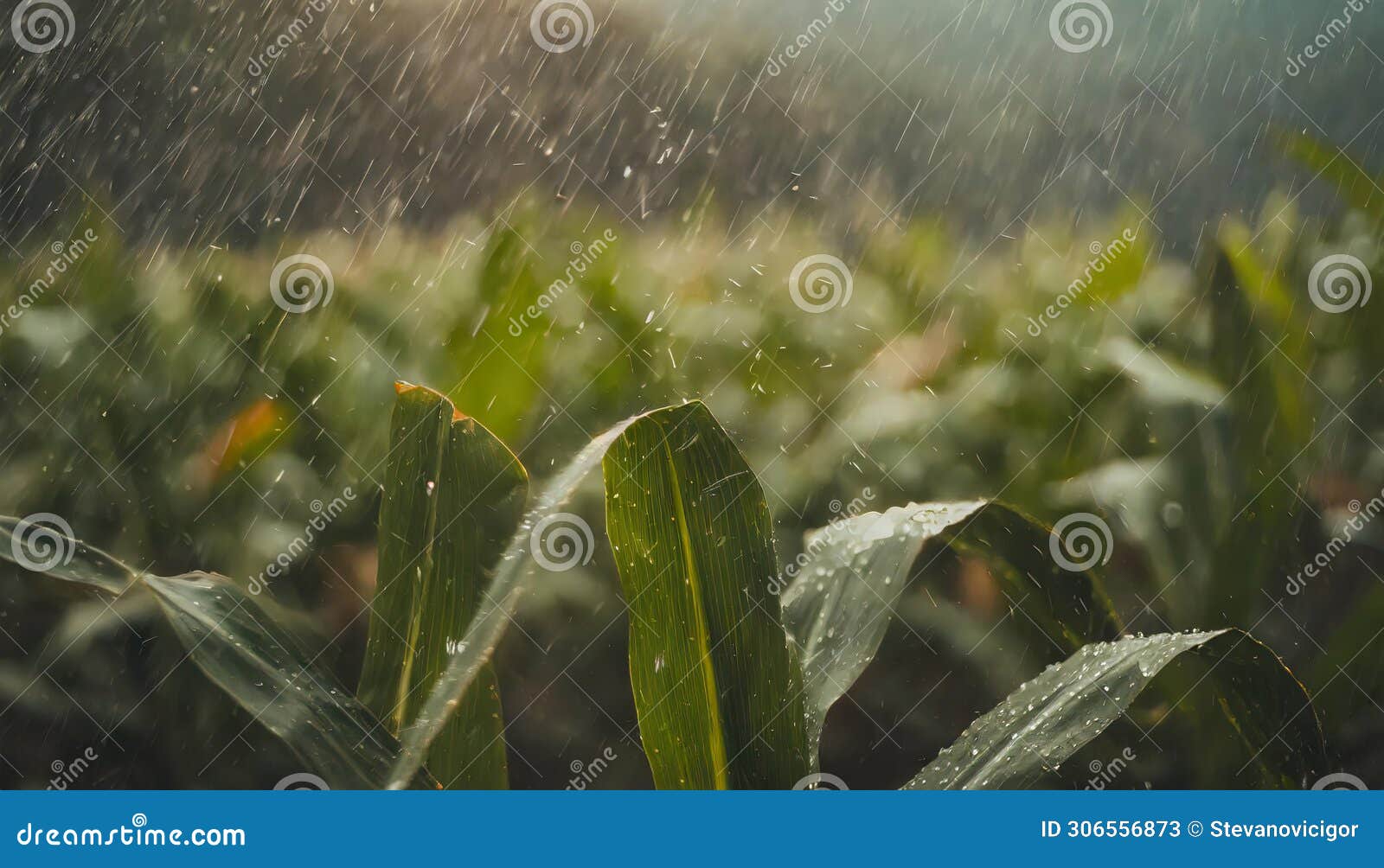 Corn Crop Plantation during Summer Shower Rain Stock Illustration ...