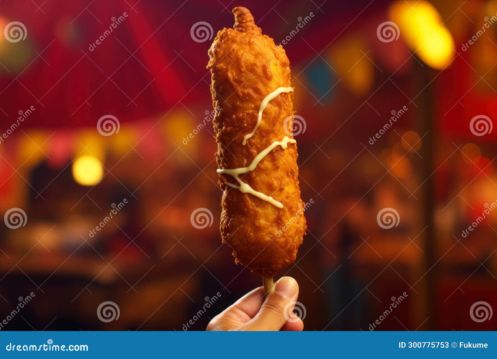 Corn Dog on a Stick with Mustard Generative Ai Stock Image - Image of ...