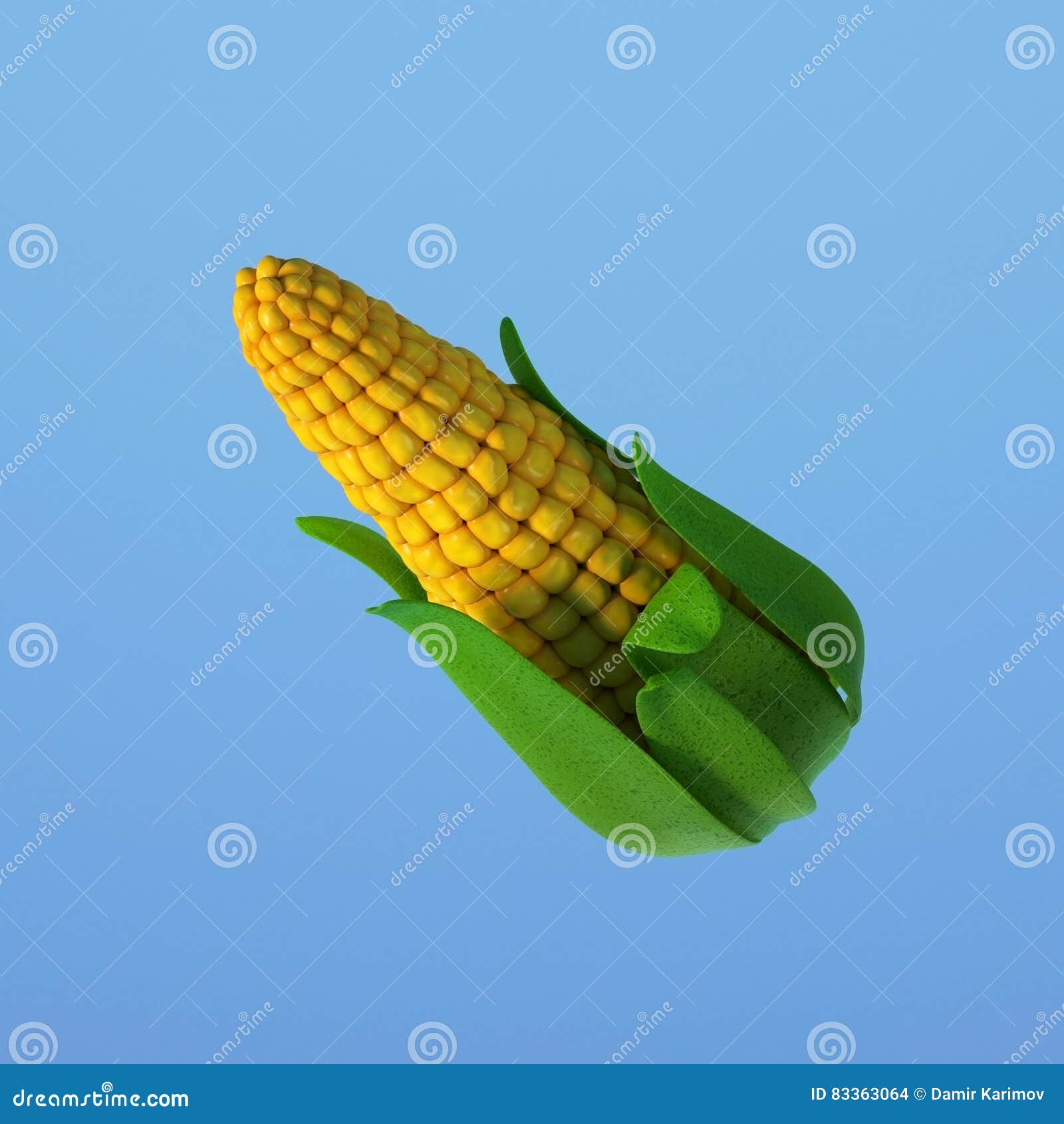 Corn Ear in Cartoon Style on a Blue Background Stock Photo - Image of ...