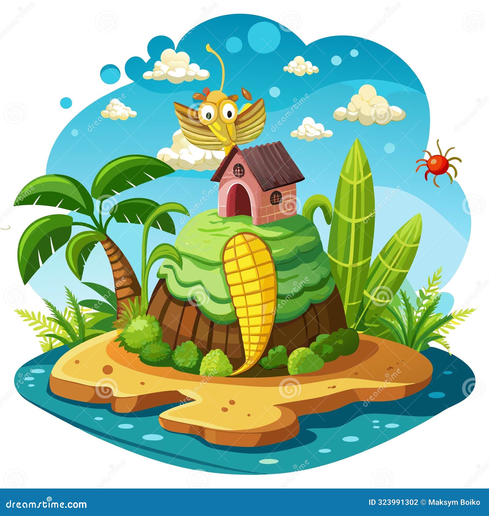 Corn Earworm Worm Harsh Goes Island Vector Stock Illustration ...