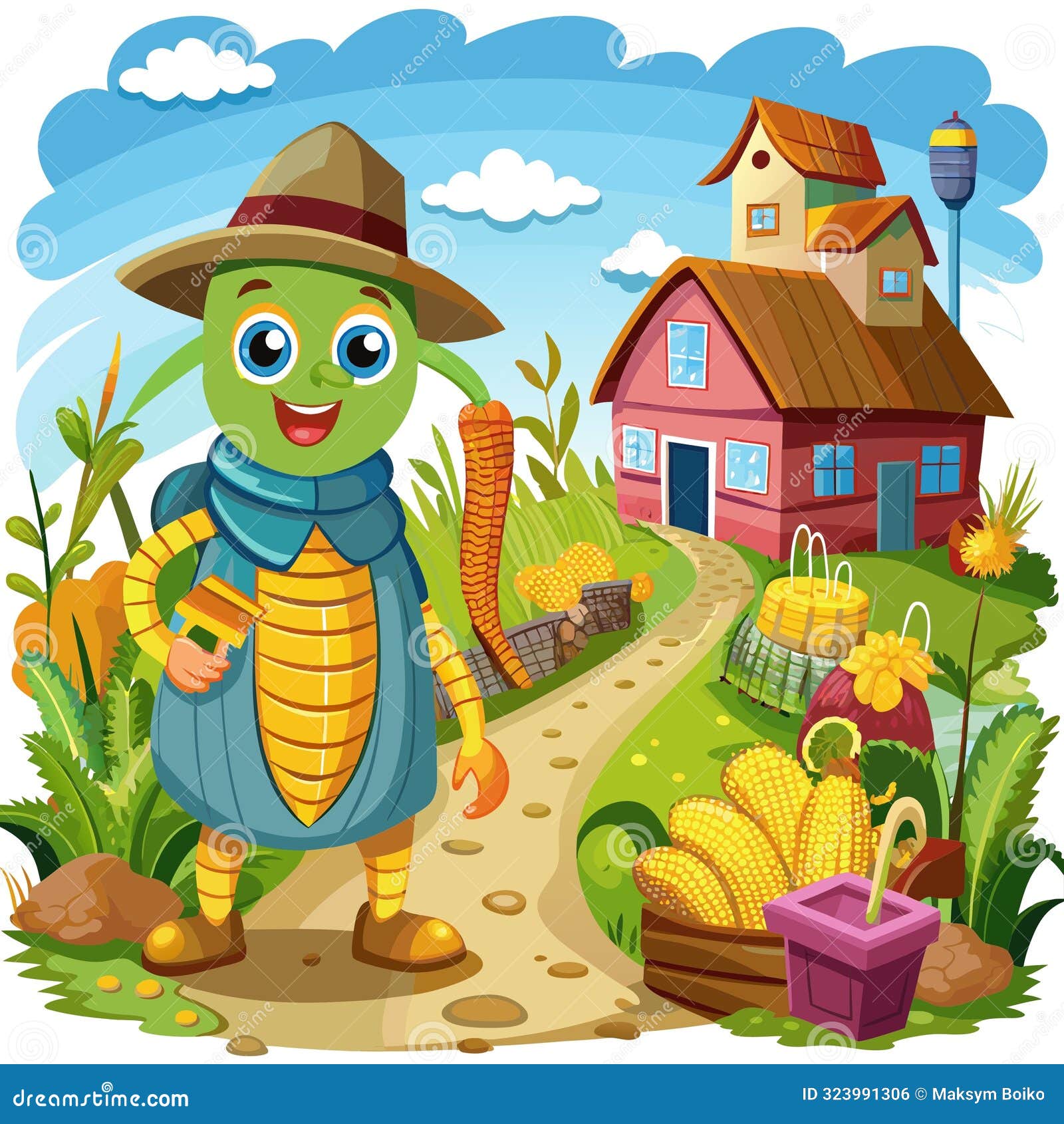 Corn Earworm Worm Helpful Laughs Village Vector Stock Illustration ...