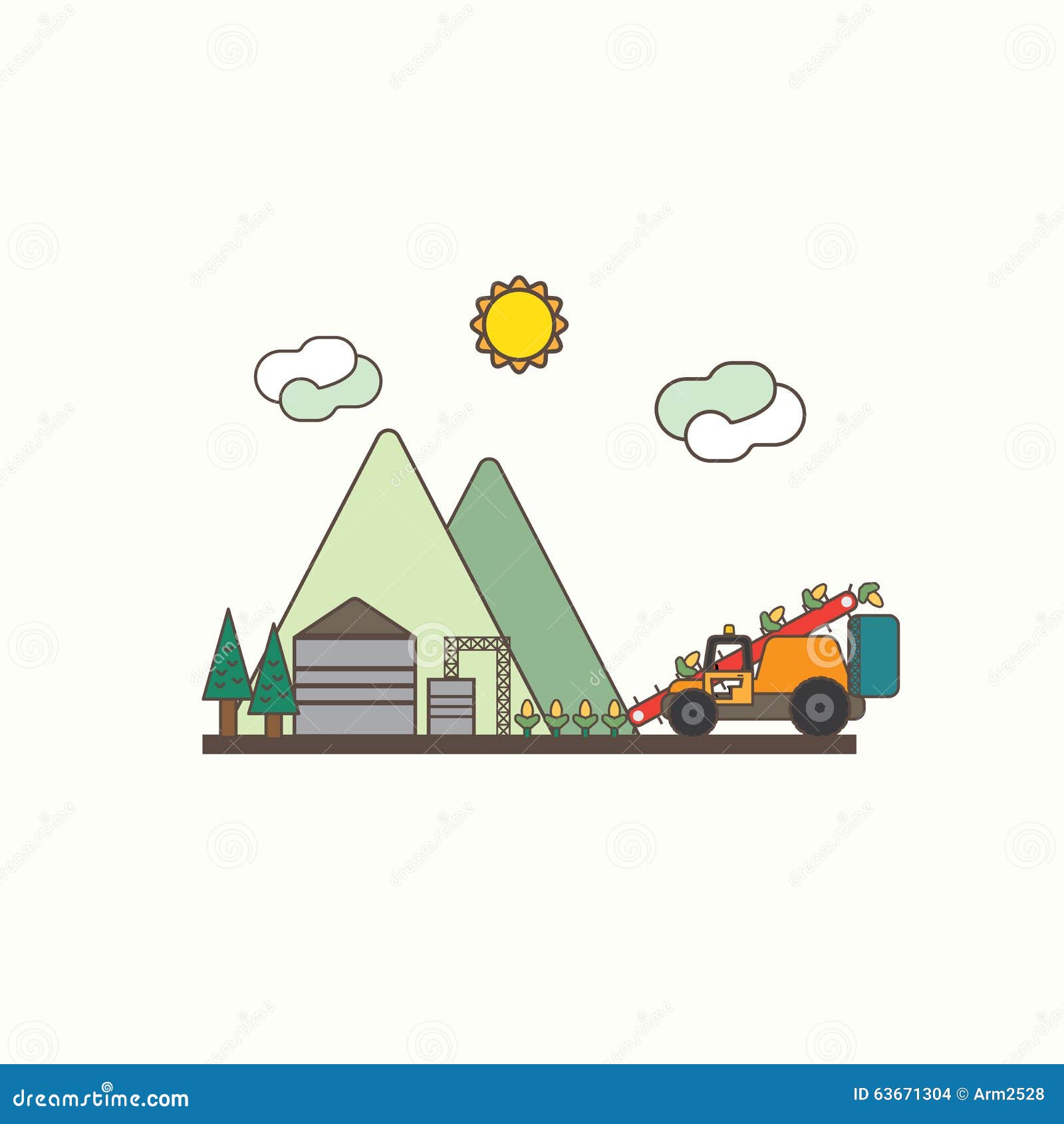 Corn farm stock vector. Illustration of simple, harvest - 63671304