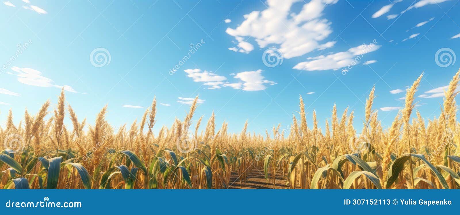 Corn in a Field with Blue Sky Behind it Stock Image - Image of ...